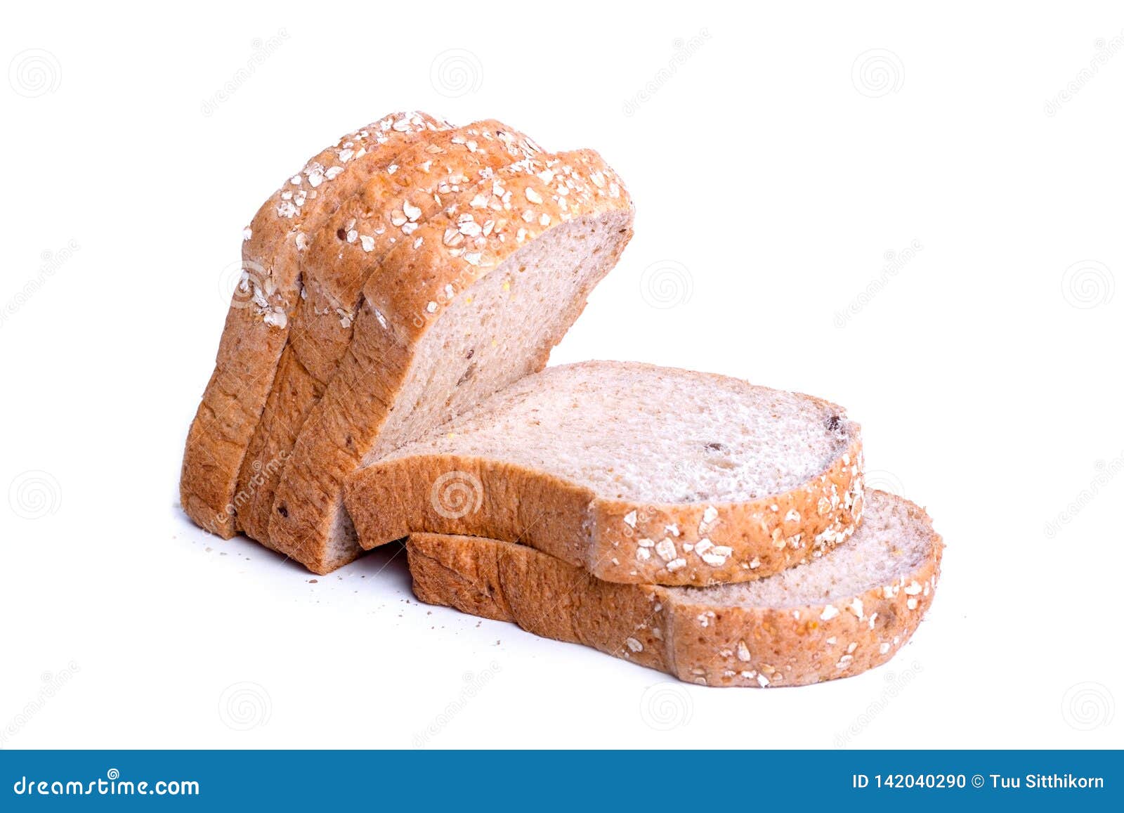 Slice Whole Wheat Bread Isolated on White Background Stock Photo ...