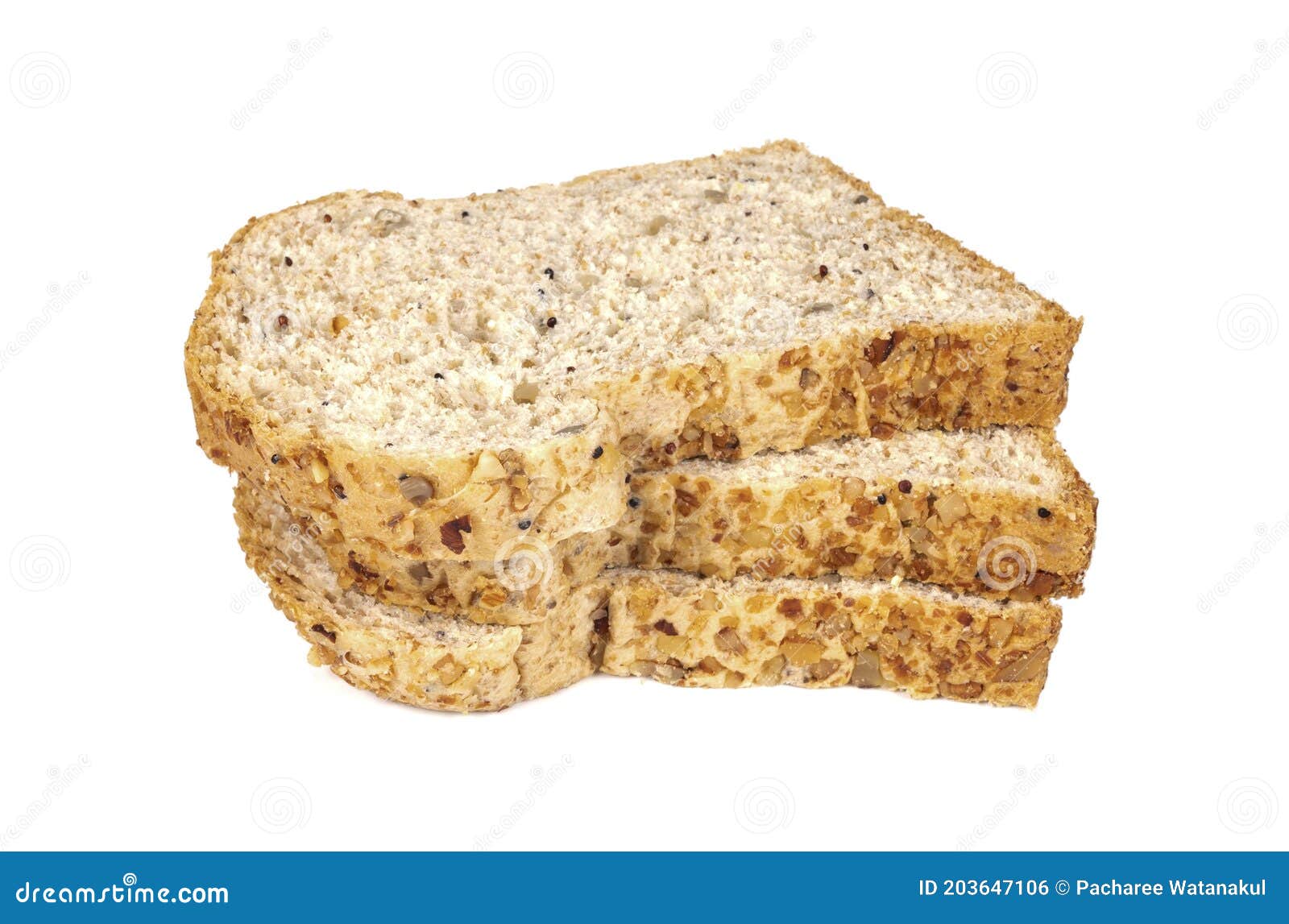 Slice of a Whole Wheat Bread Isolated on a White Background Stock Photo ...