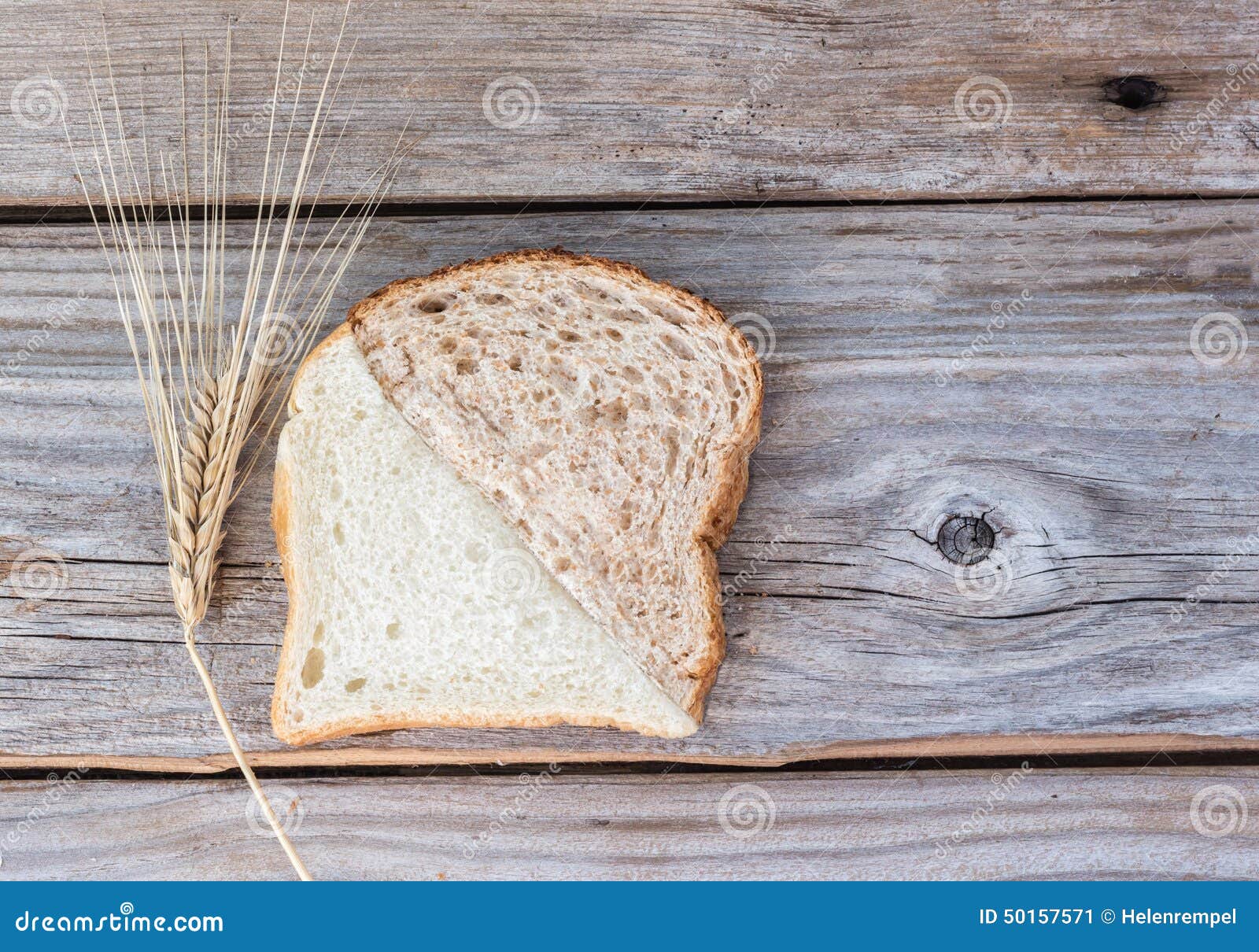 Slice Of Whole Wheat Bread And White Bread Melded Together. Stock Photo ...