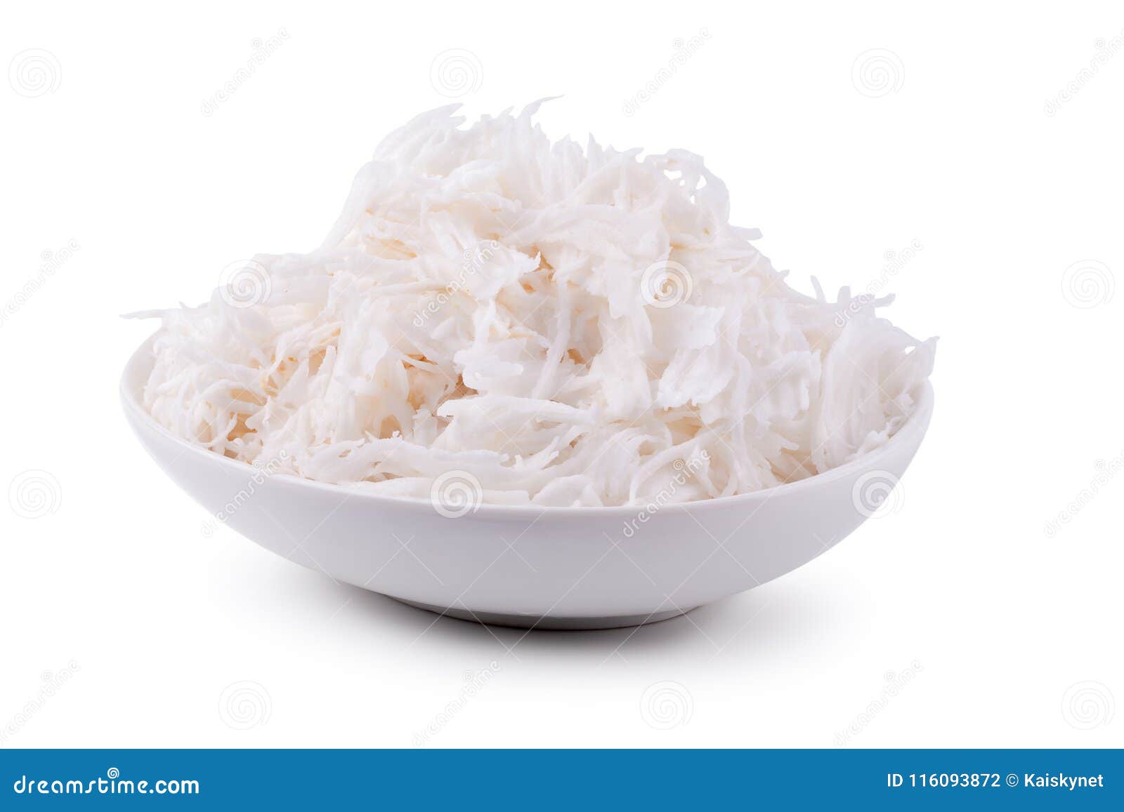 Slice of Young Coconut Meat in a White Bowl Isolated on White Ba Stock ...