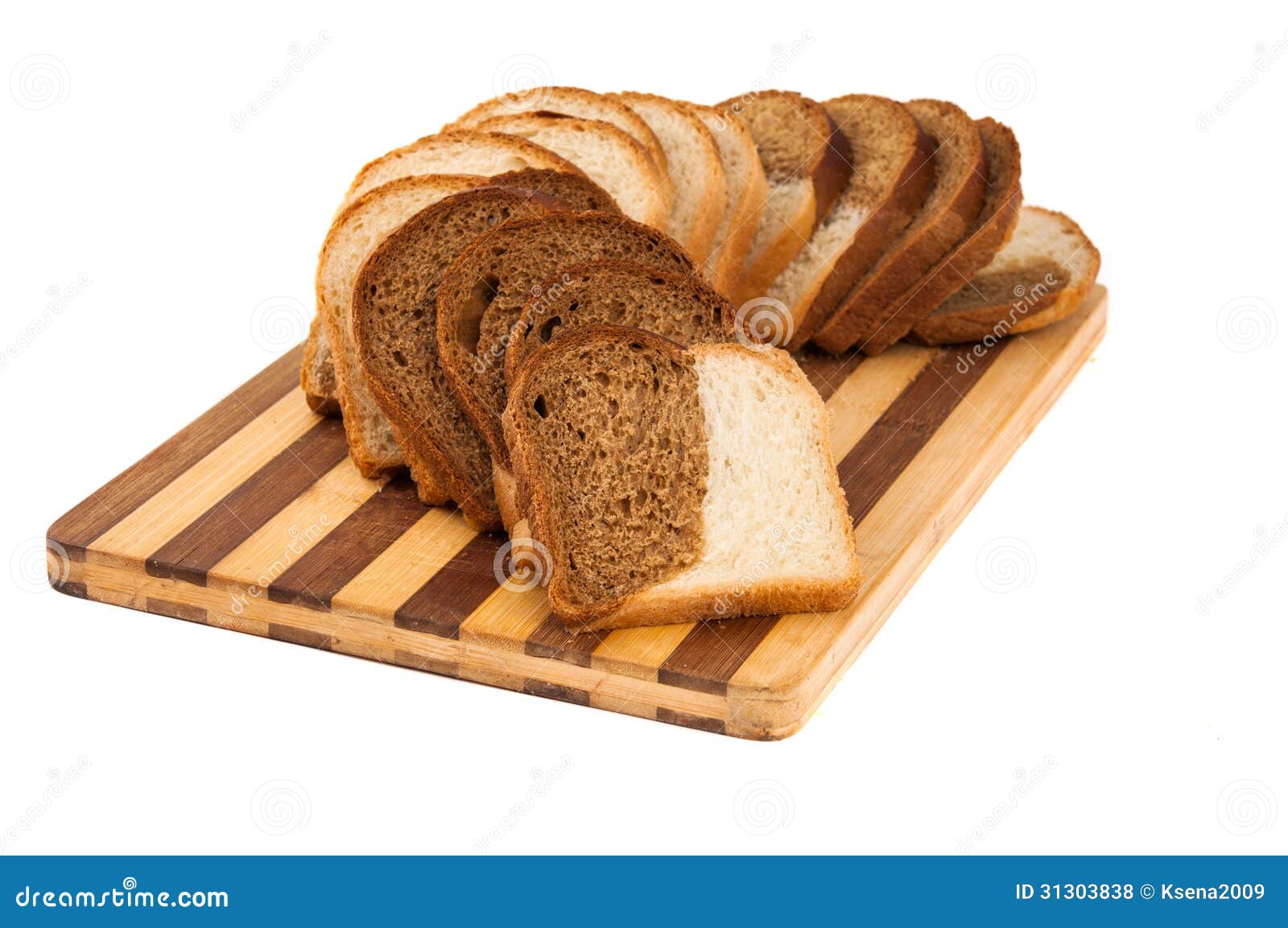 Sliced â€‹â€‹bread on a Board Stock Photo - Image of studio, bakery ...