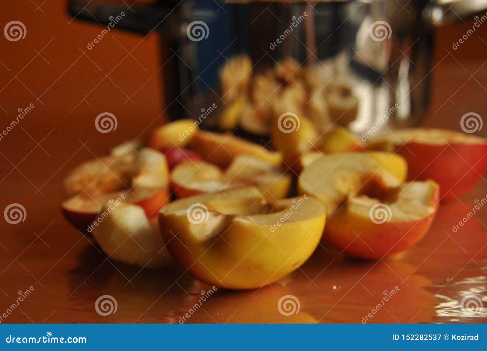 Sliced Apples Compote. Pot for Preparing a Beverage Stock Image - Image ...