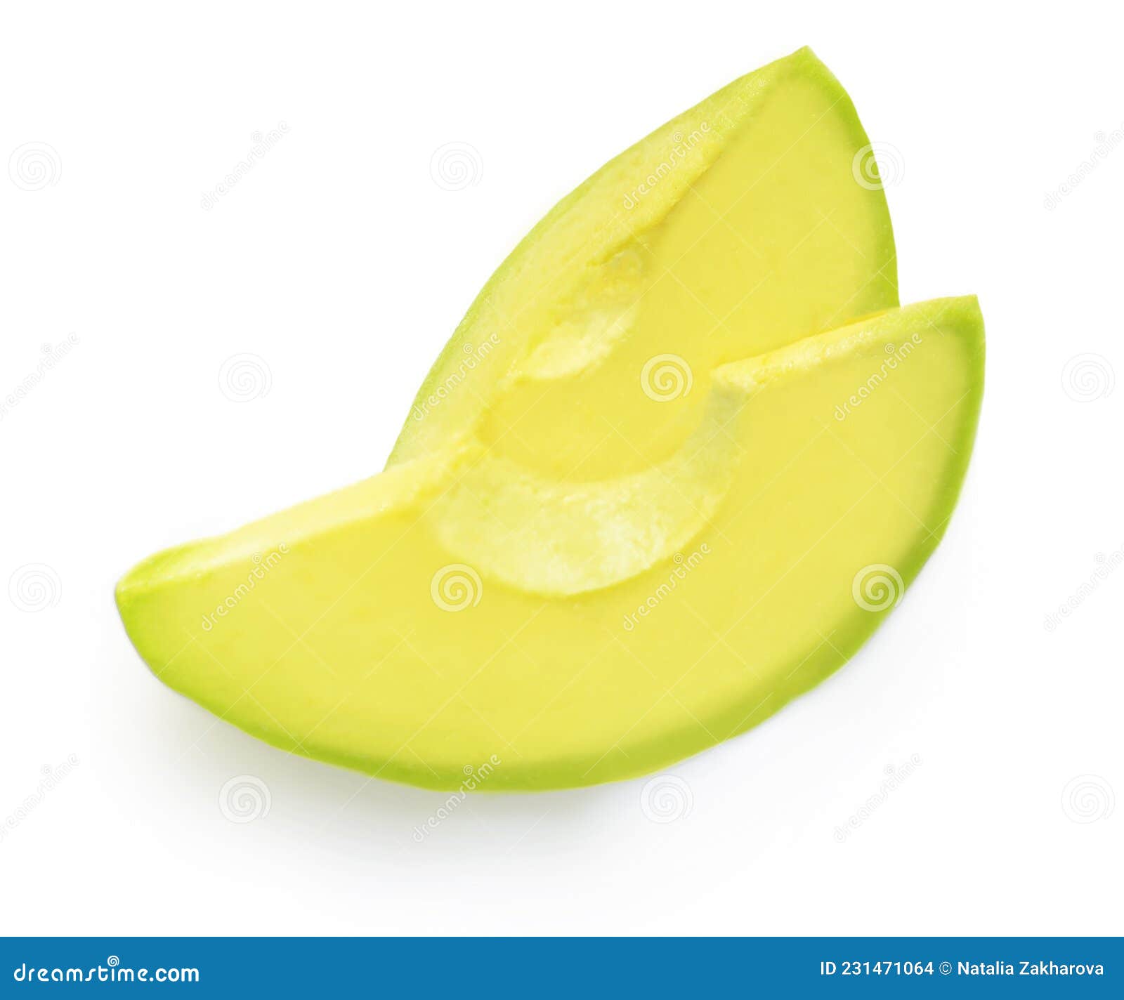 Sliced Avocado Isolated on White Background. Top View Cutted Avocado ...