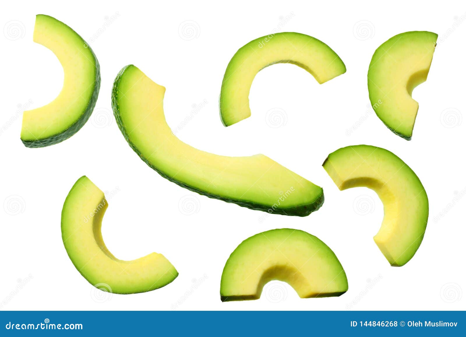 Sliced Avocado with Leaves Isolated on White Background. Top View Stock ...