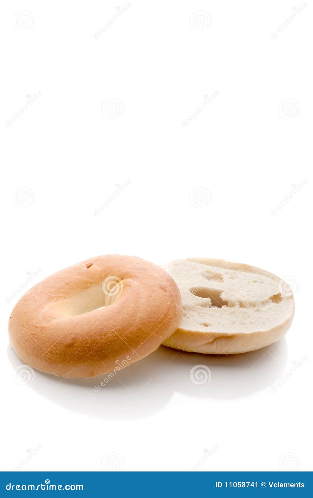A Sliced Bagel on a White Background Stock Image - Image of edible ...