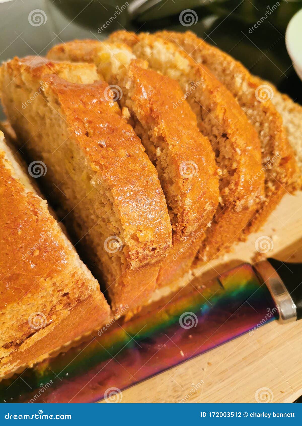 Sliced Banana Bread Loaf Bake Stock Photo - Image of sliced, banana ...