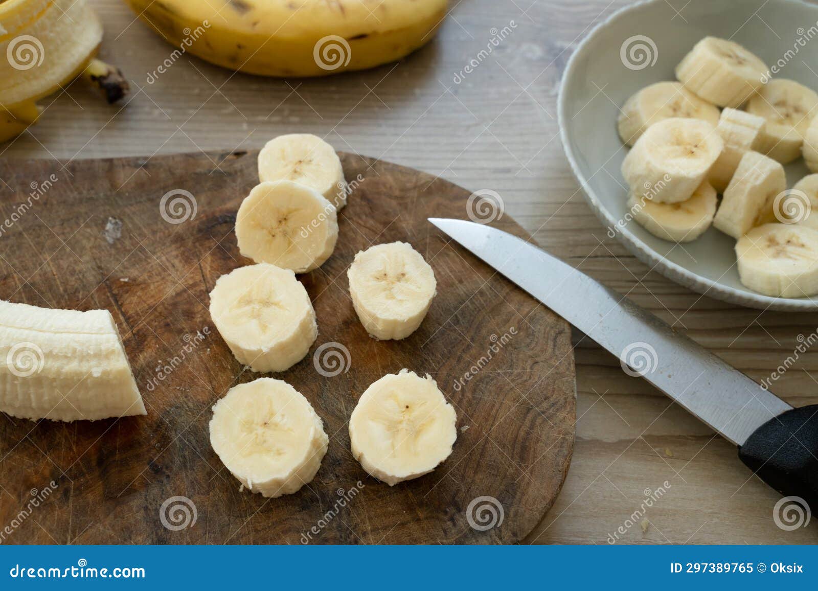 Sliced Banana on the Table at the Kitchen Stock Image - Image of sliced ...