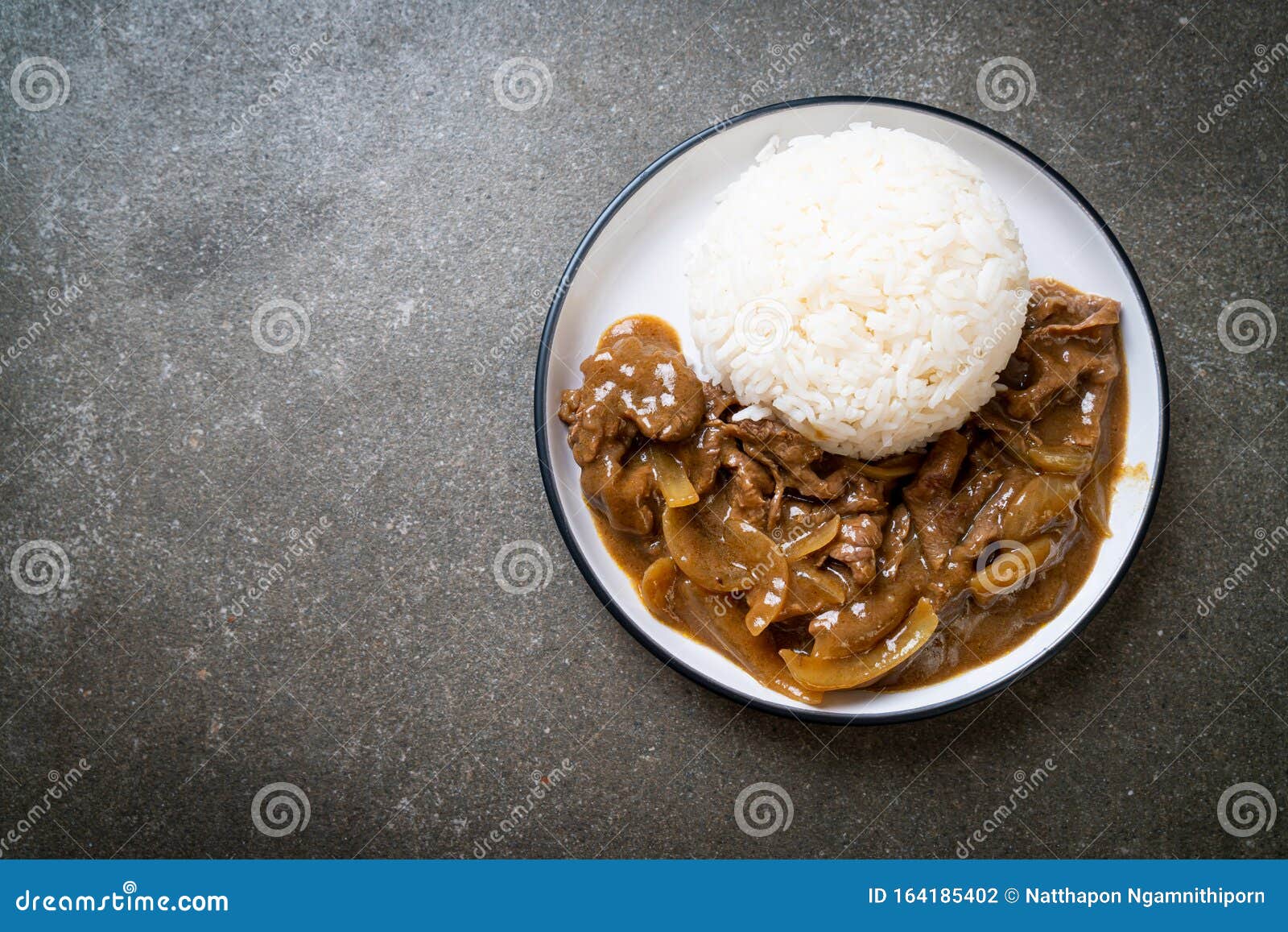 Sliced Beef Curry Rice stock photo. Image of brown, cooking - 164185402