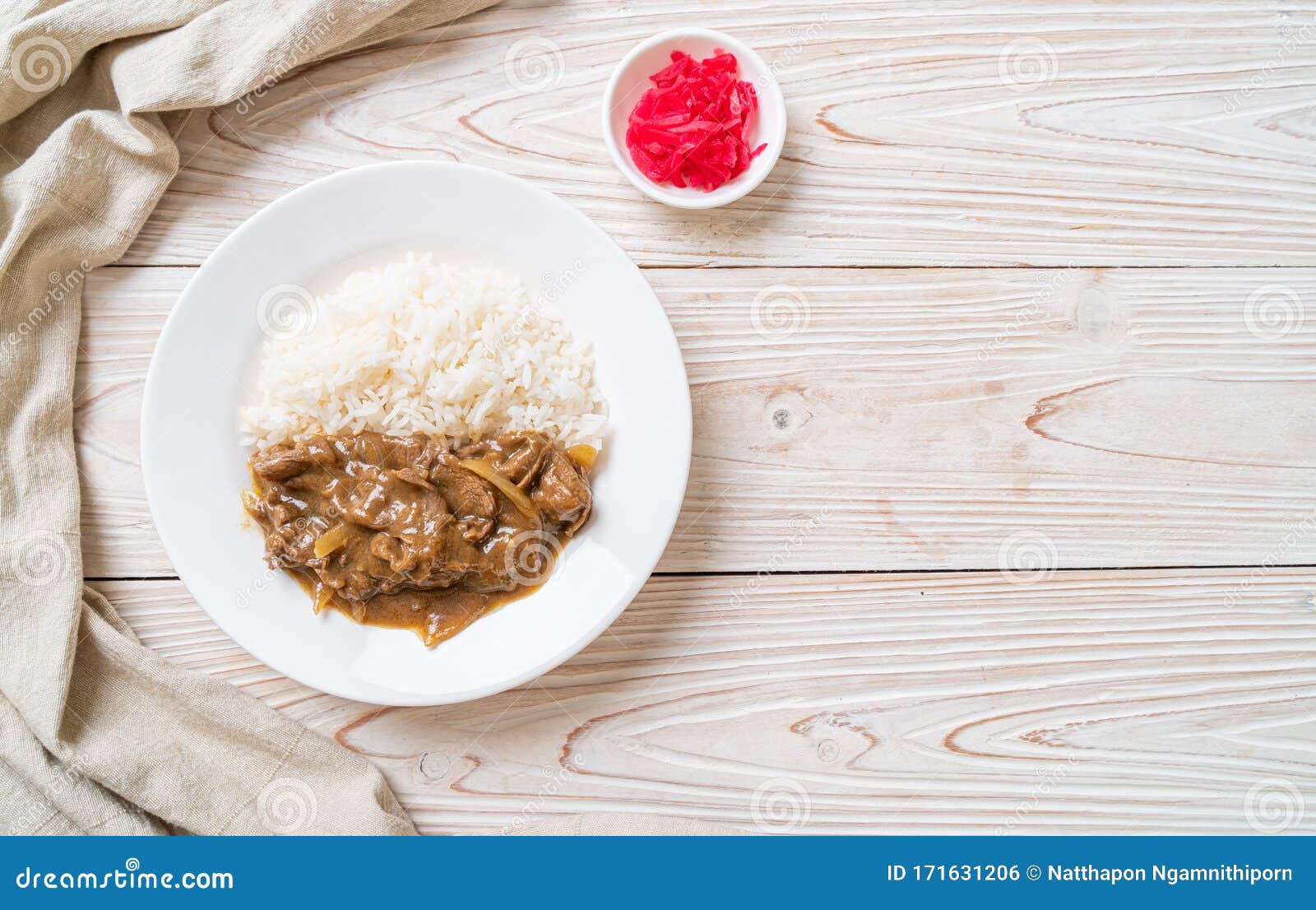 Sliced Beef Curry Rice stock photo. Image of delicious - 171631206