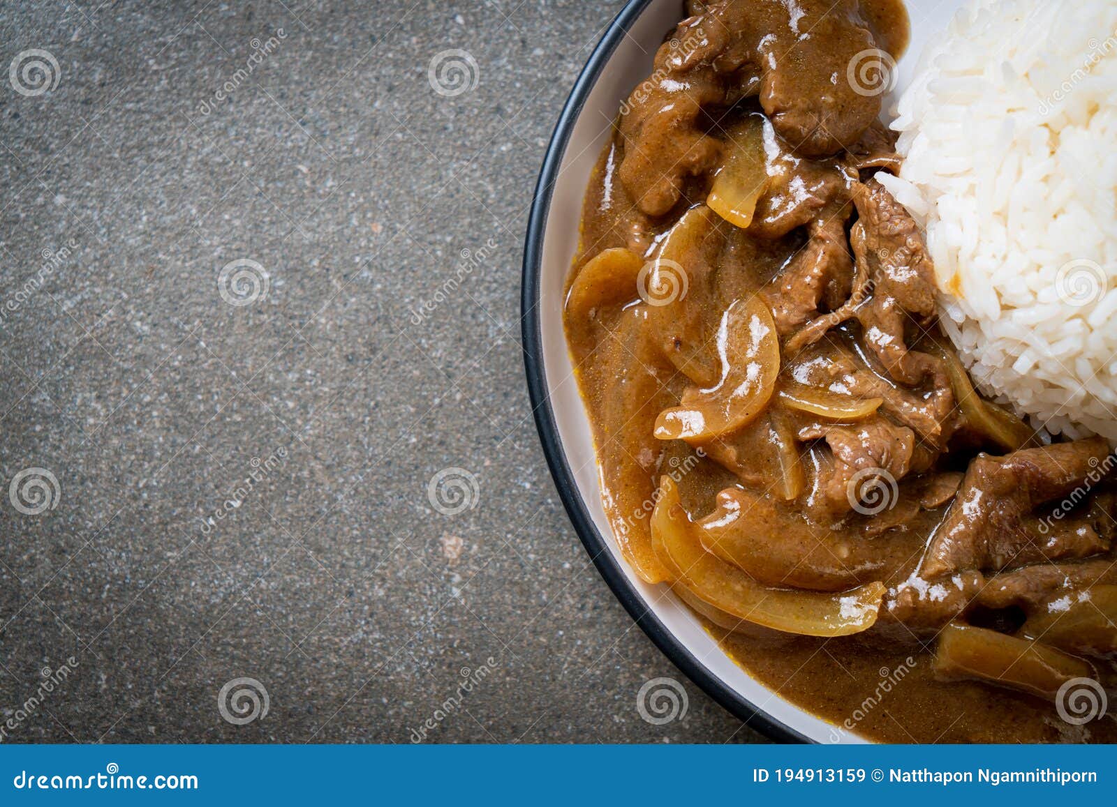 Sliced Beef Curry Rice stock image. Image of food, delicious - 194913159