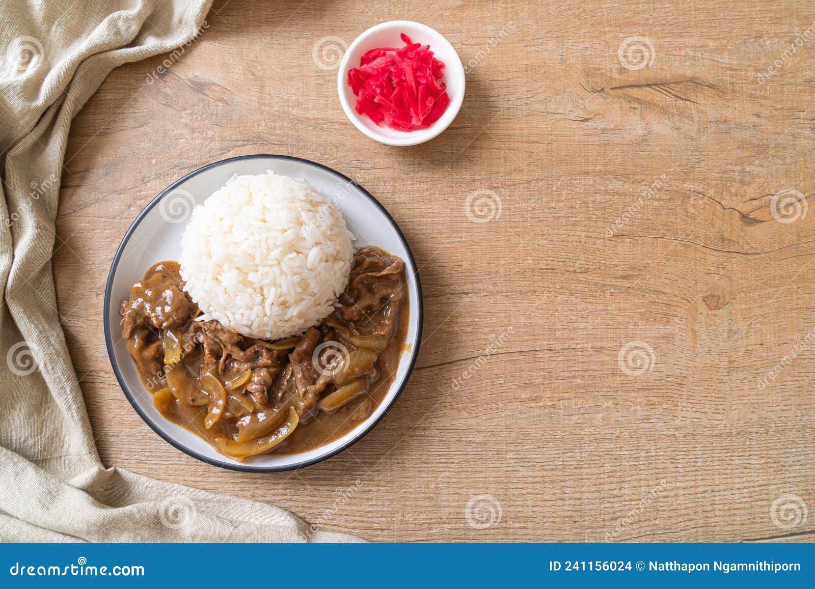 Sliced Beef Curry Rice stock photo. Image of beef, bowl - 241156024