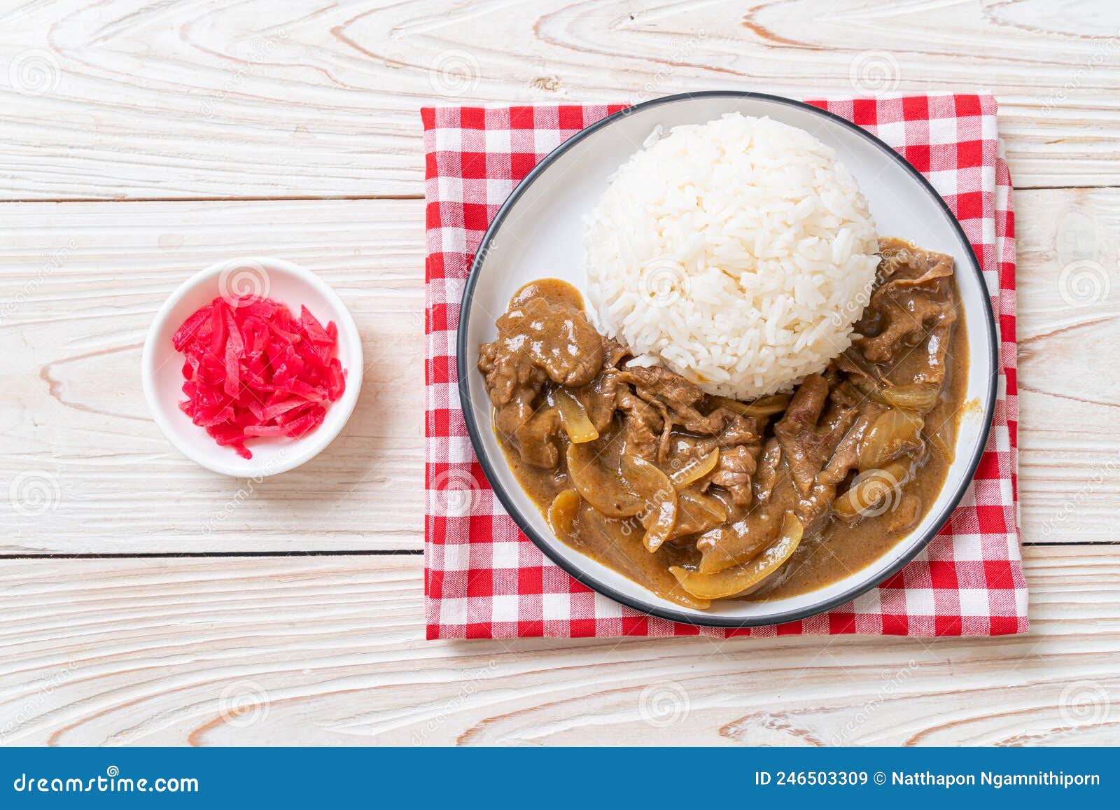 Sliced Beef Curry Rice stock image. Image of food, beef - 246503309
