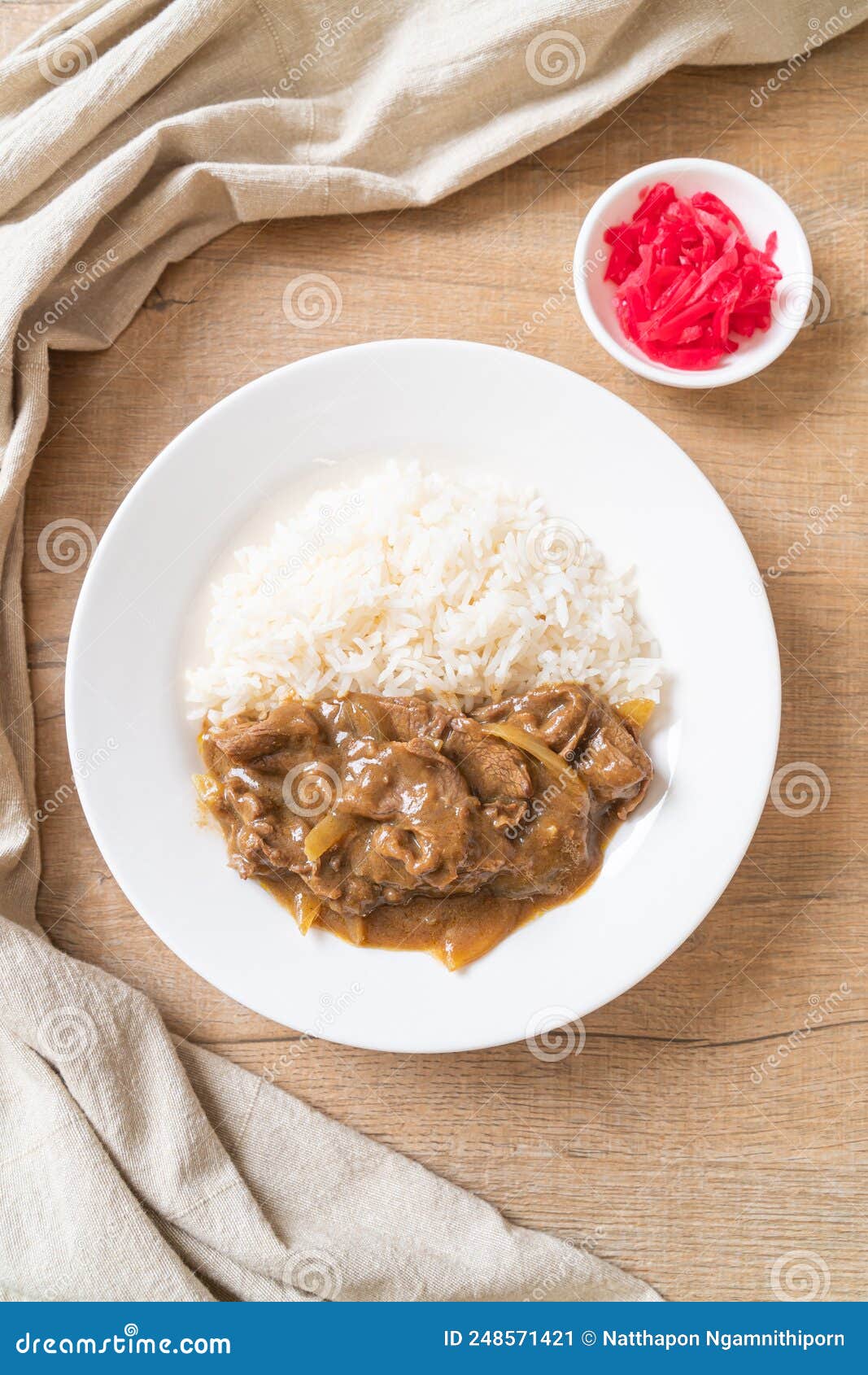 Sliced Beef Curry Rice stock image. Image of curry, golden - 248571421