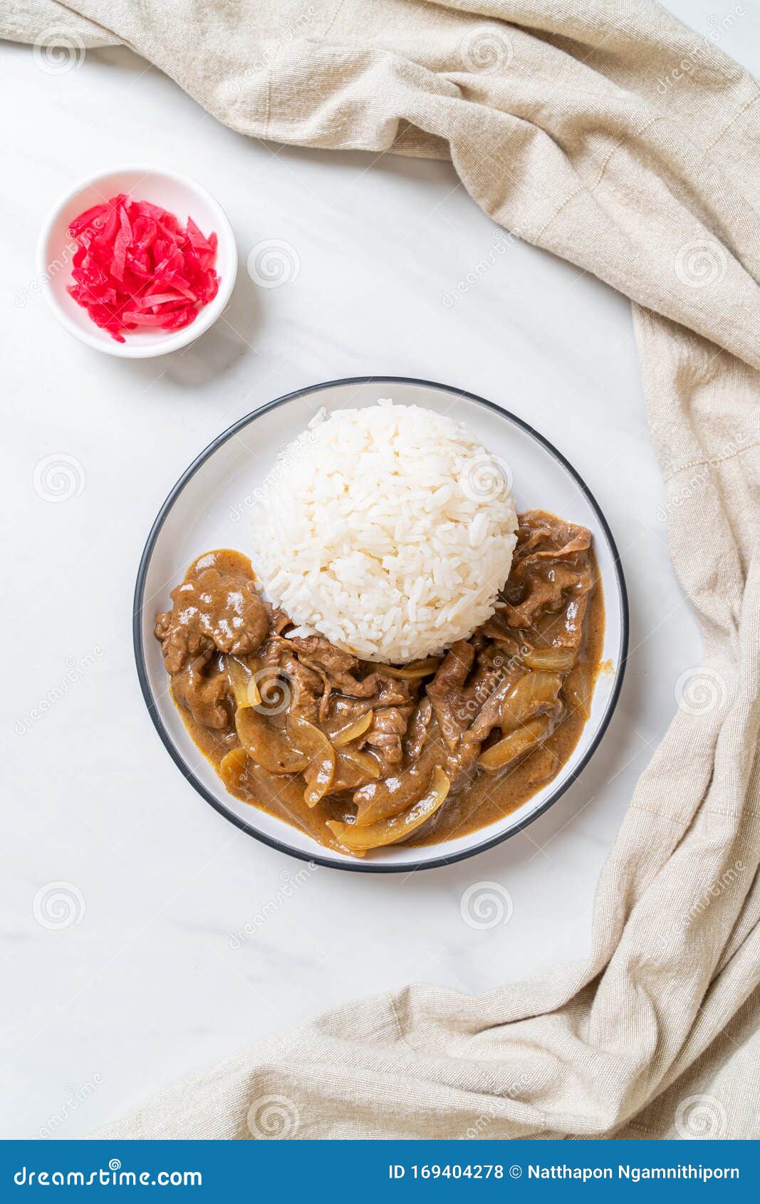 Sliced Beef Curry Rice stock photo. Image of gourmet - 169404278