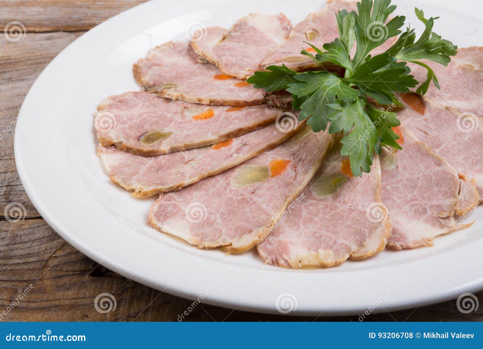 Sliced beef or ham stock photo. Image of dinner, roasted - 93206708