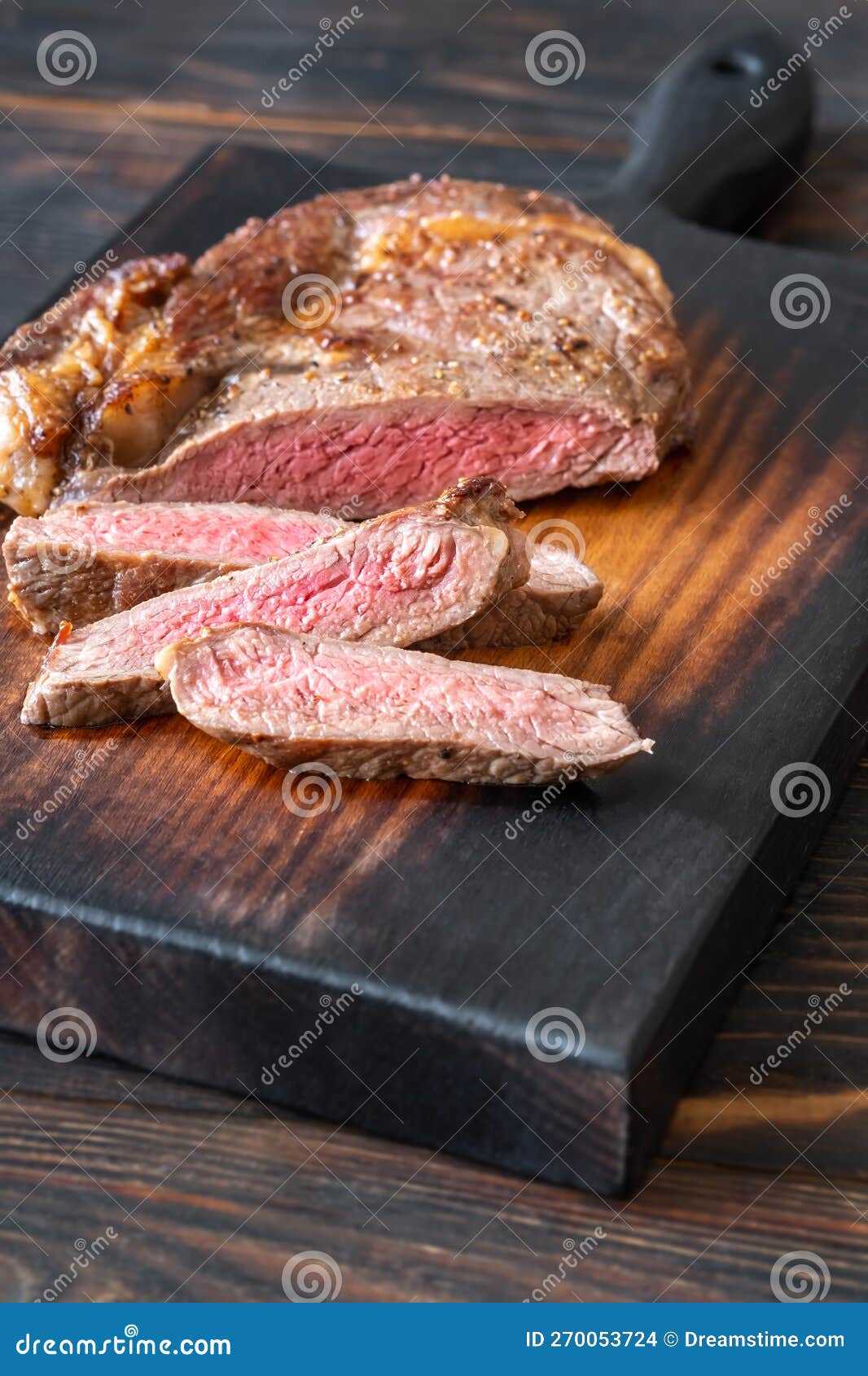 Sliced beef steak stock photo. Image of entrecote, beefsteak - 270053724