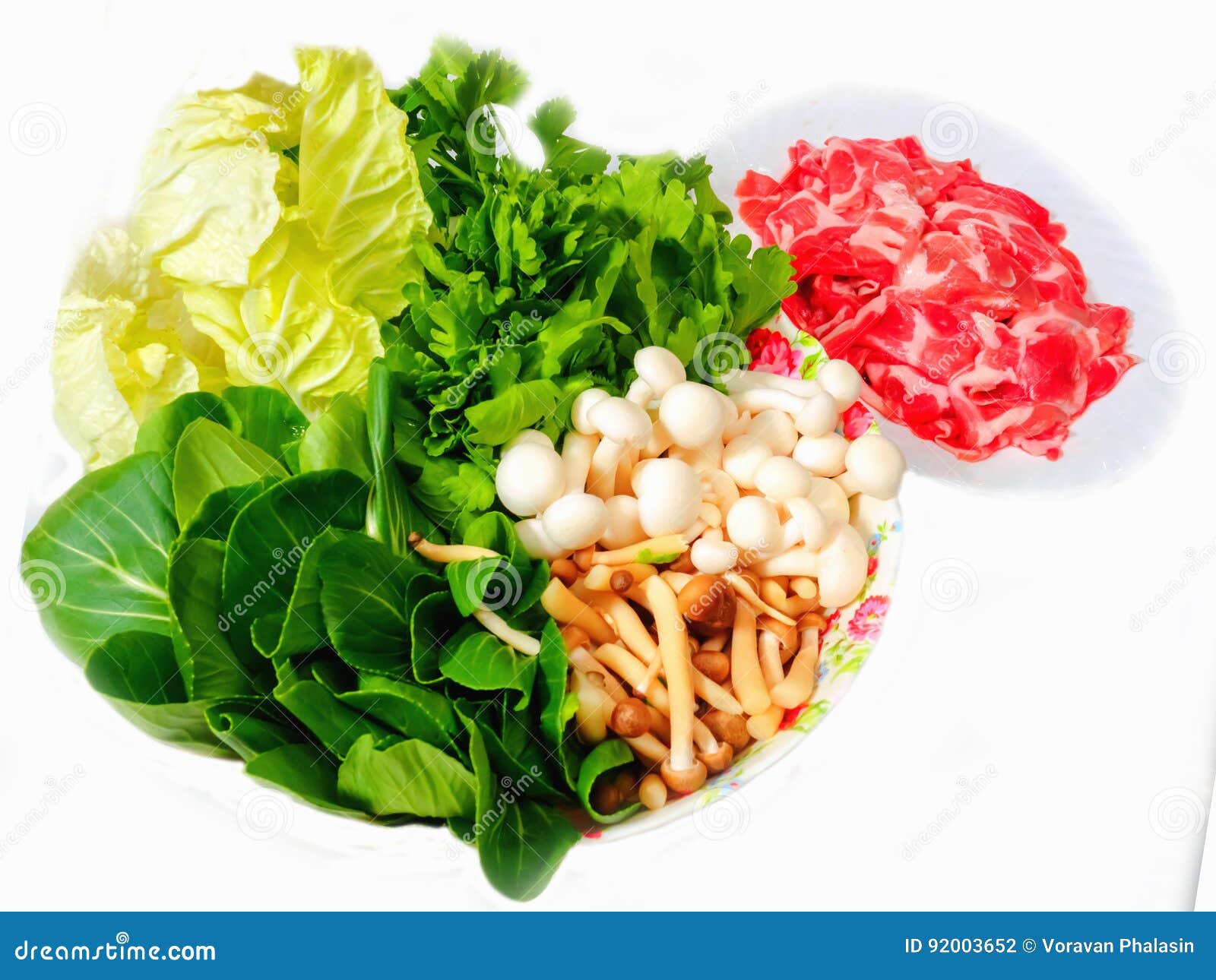 Sliced Beef and Vegetables with Hot Pot Set, Ready To Serve Stock Photo ...