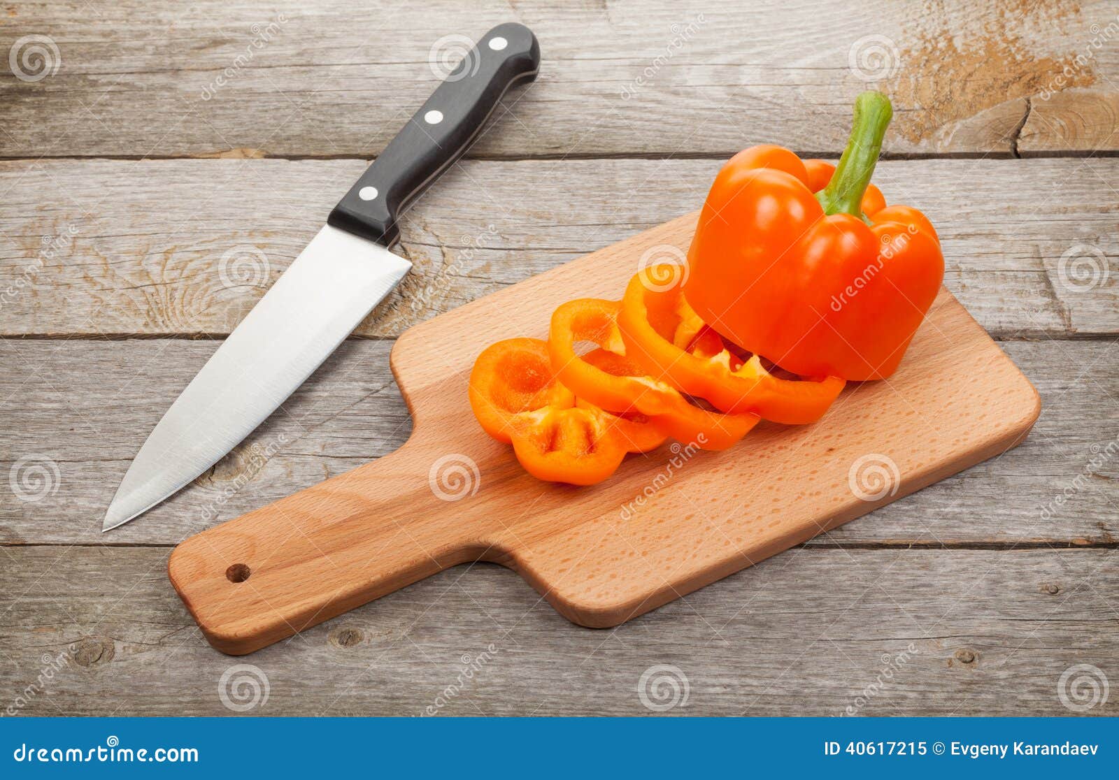 Sliced Bell Pepper on Cutting Board Stock Image - Image of salad ...