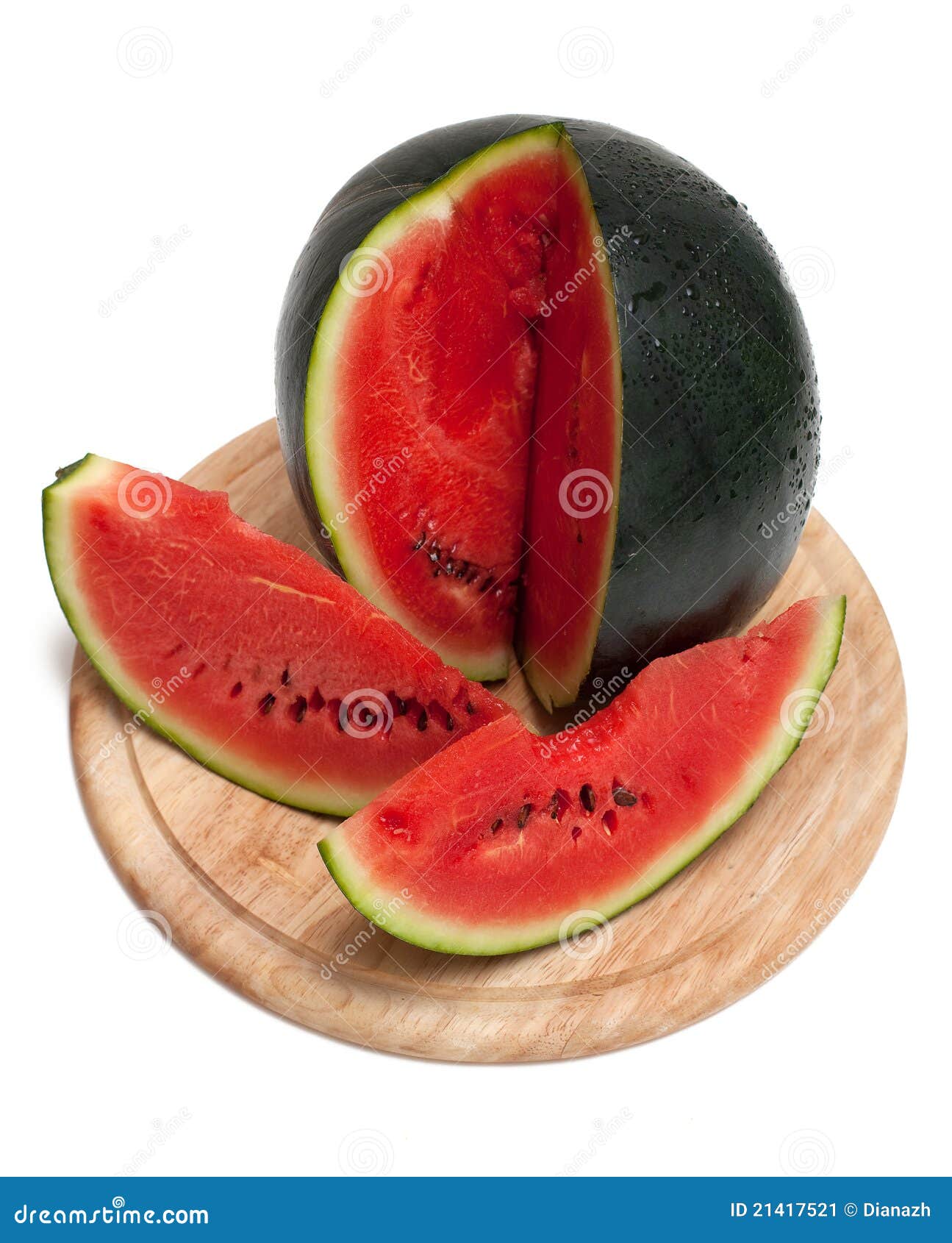 Sliced and Biten Watermelon on a Cutting Board Stock Image - Image of ...