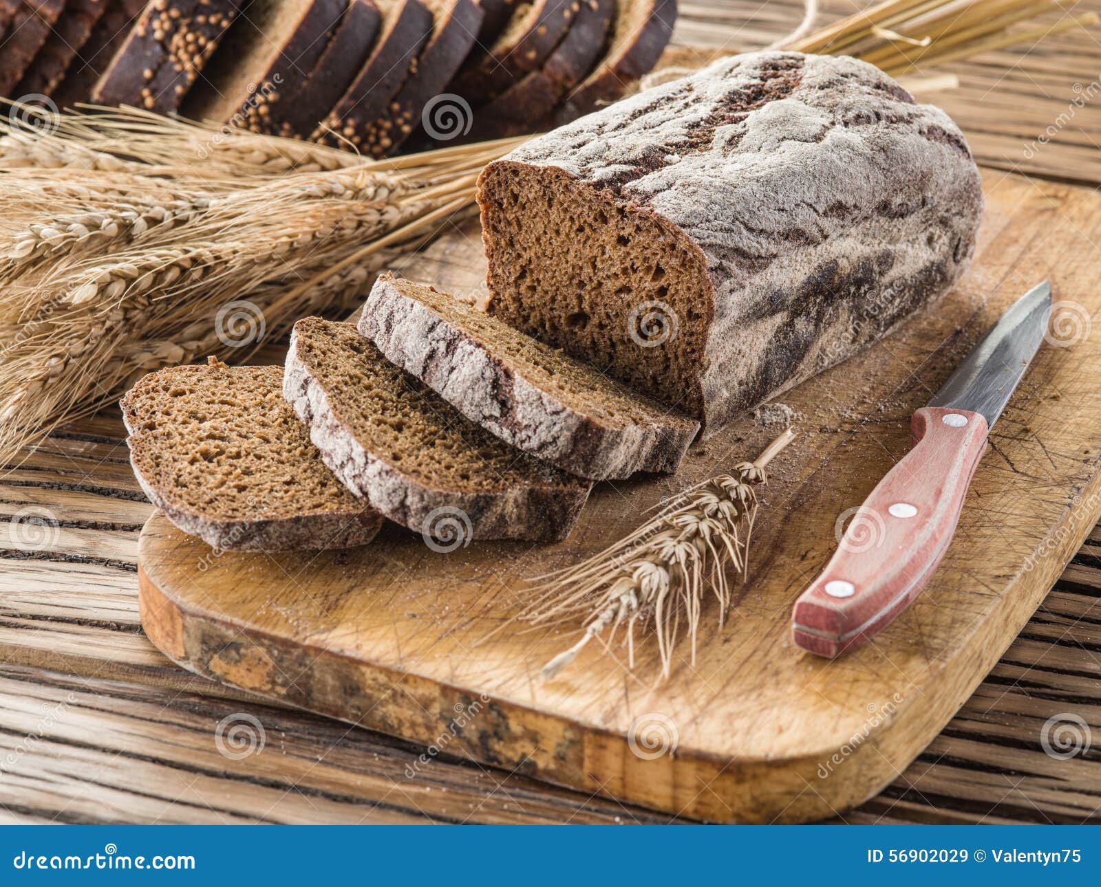 Sliced Black Bread on the Wooden Plank. Stock Image - Image of white ...
