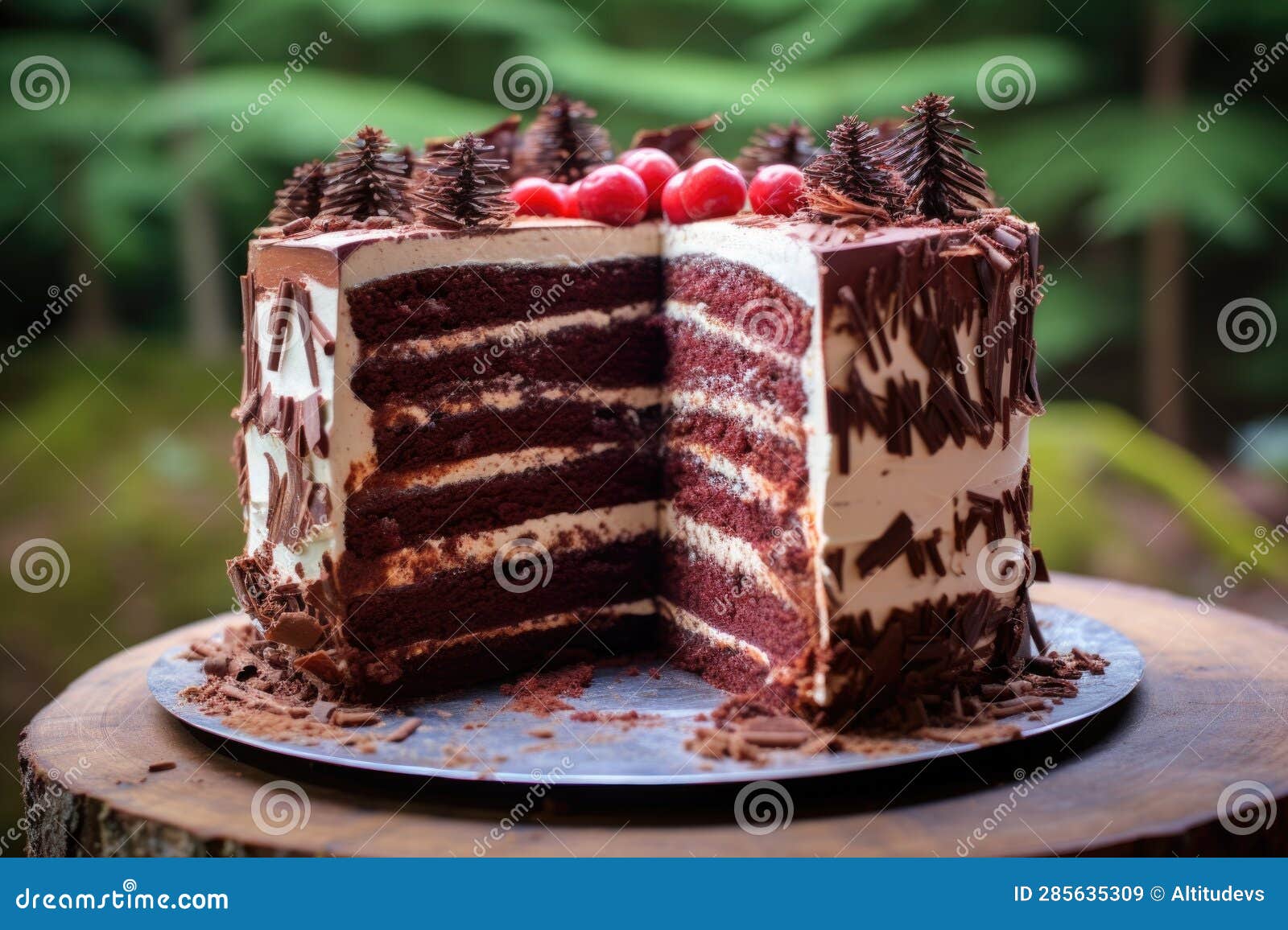 Sliced Black Forest Gateau Showing Layers Inside Stock Image - Image of ...