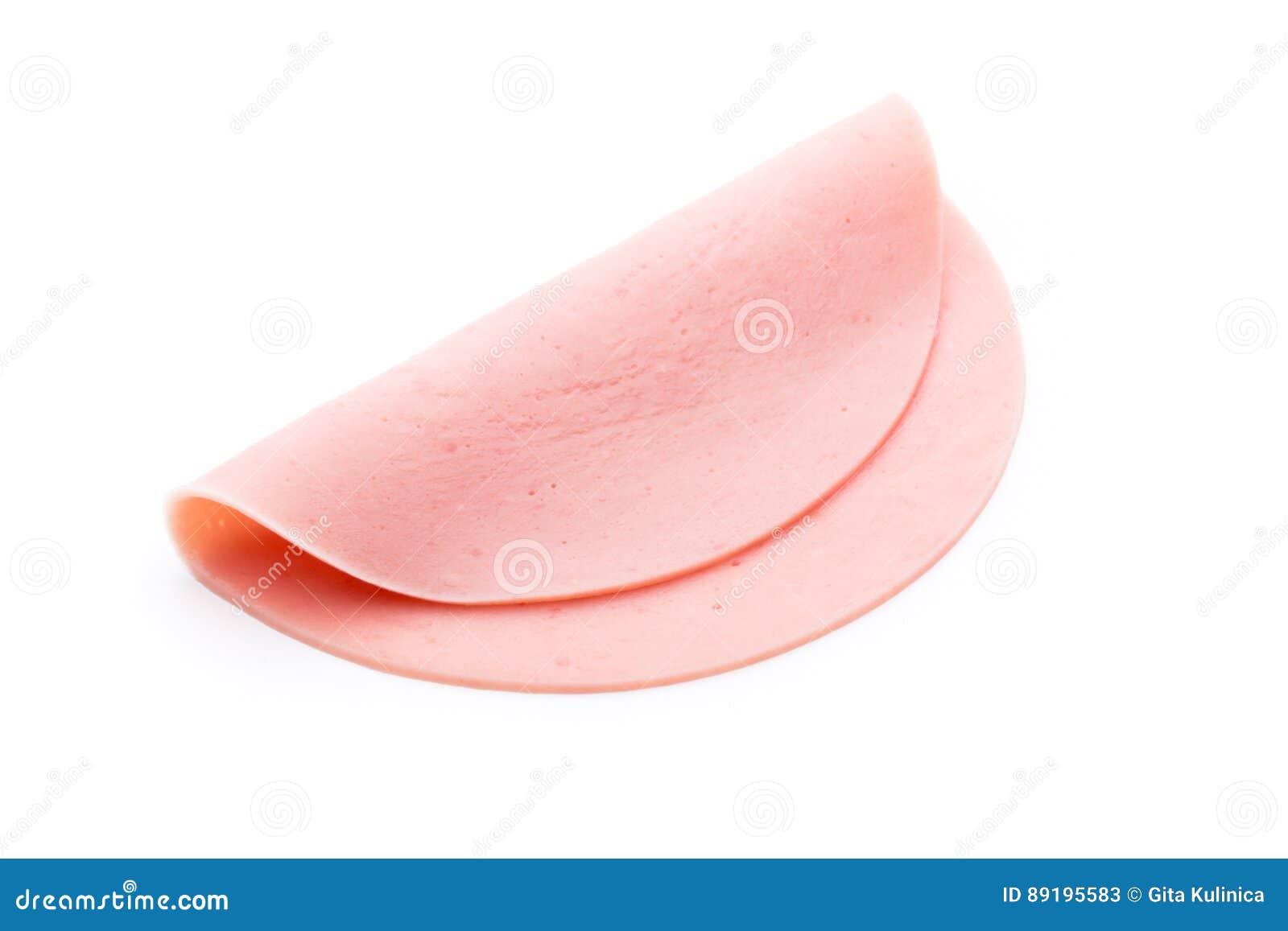 Sliced Boiled Ham Sausage Isolated on White Background, Top View Stock ...