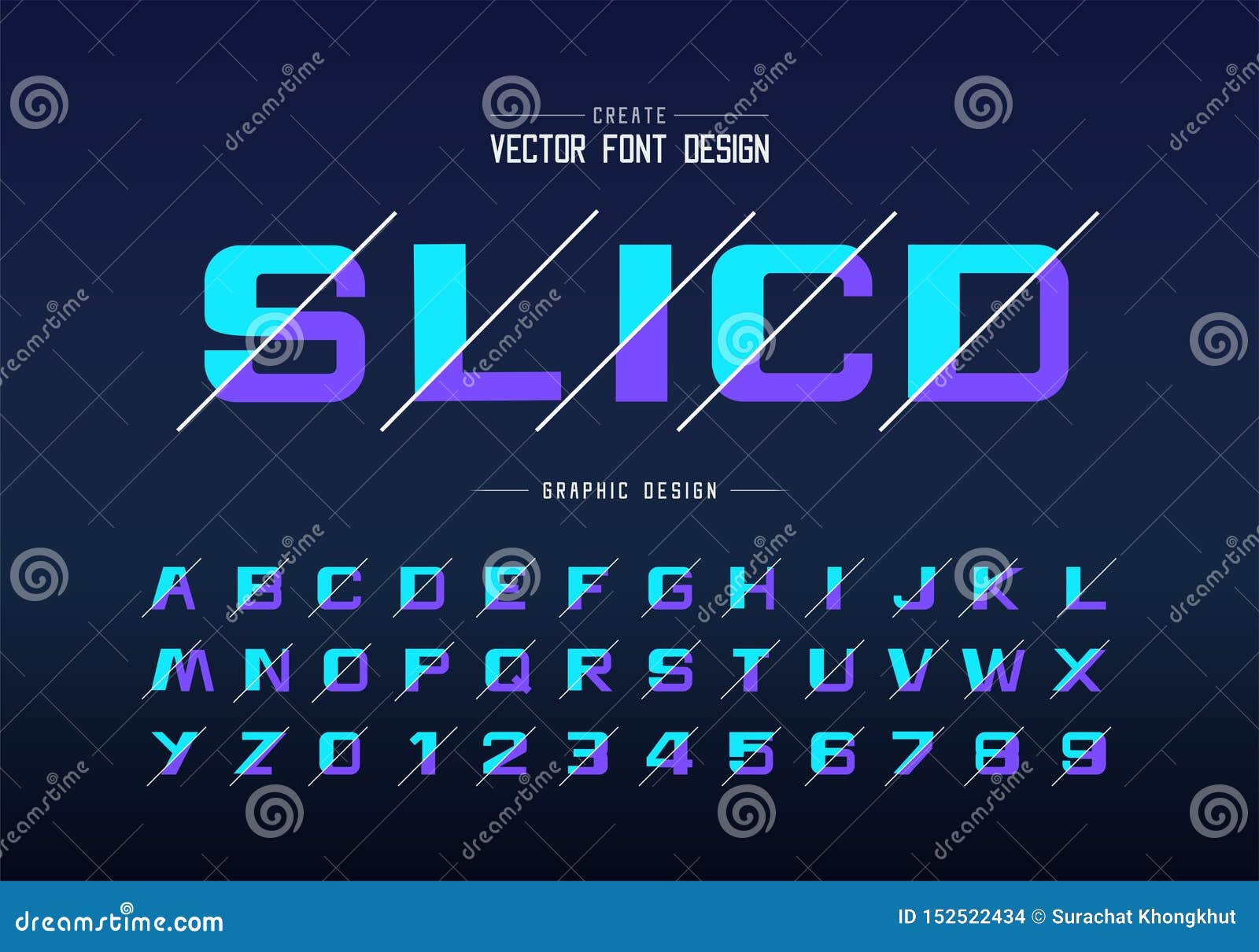 Sliced Bold Font and Alphabet Vector, Design Typeface Letter and Number ...