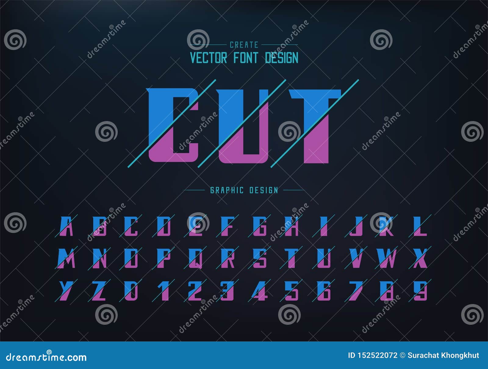 Sliced Bold Font and Alphabet Vector, Modern Typeface and Letter Number ...