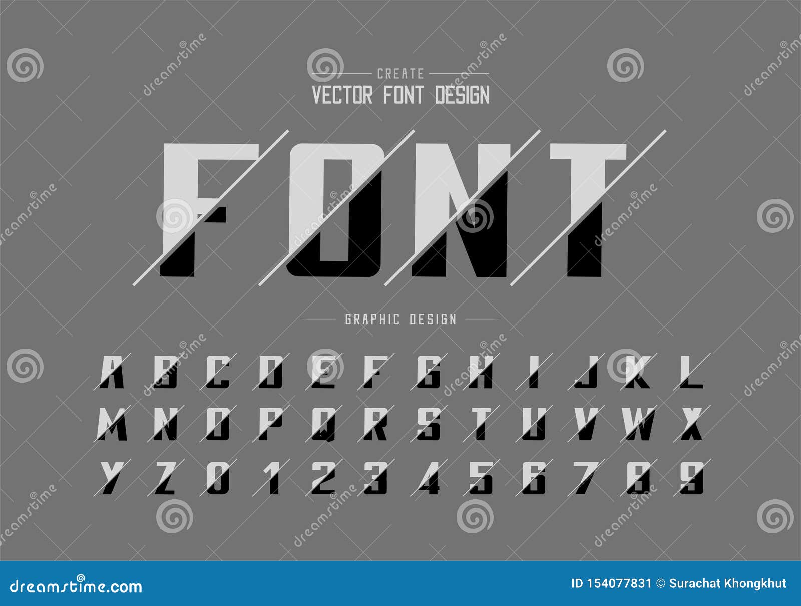 Sliced Bold Font And Alphabet Vector, Writing Typeface And Number ...