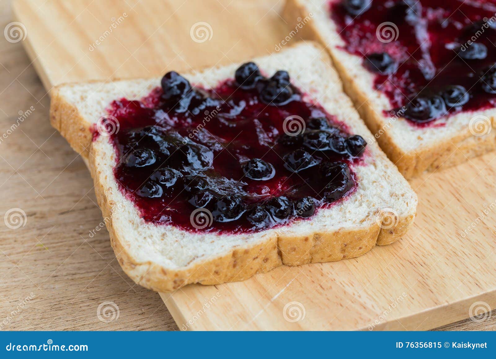 Sliced Bread and Blueberry Jam Stock Image - Image of lunch, crust ...