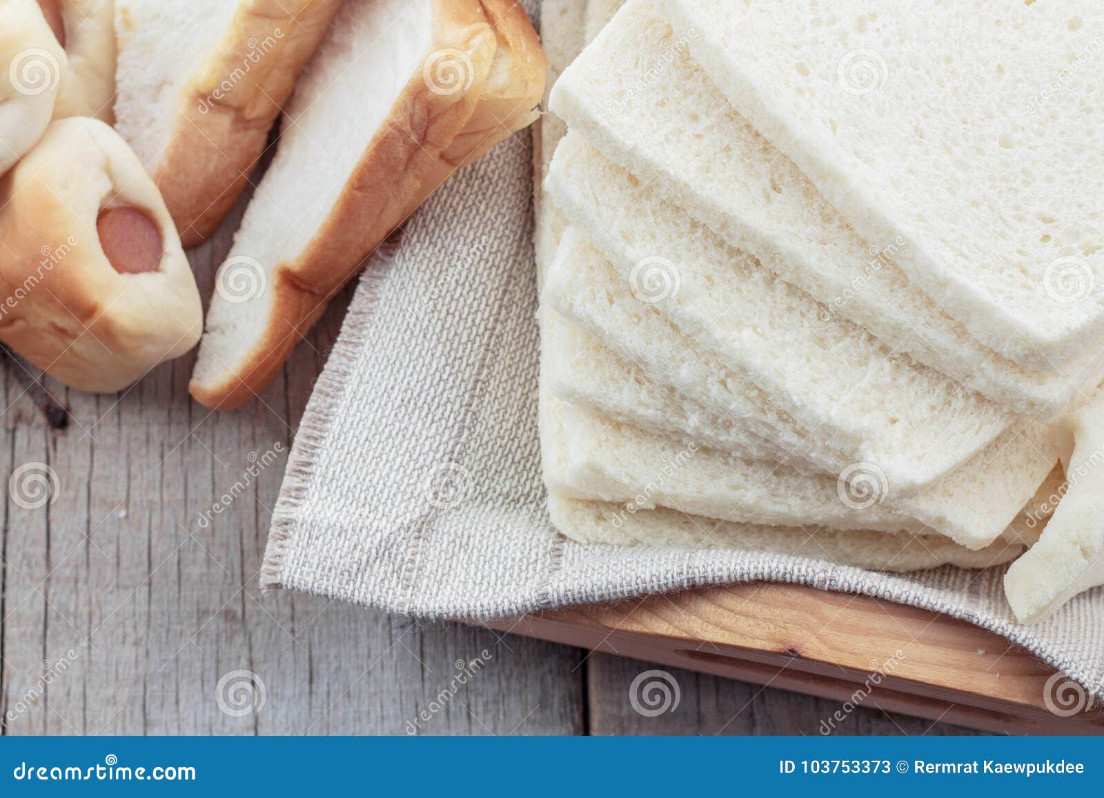 Sliced bread on tray. stock image. Image of natural - 103753373