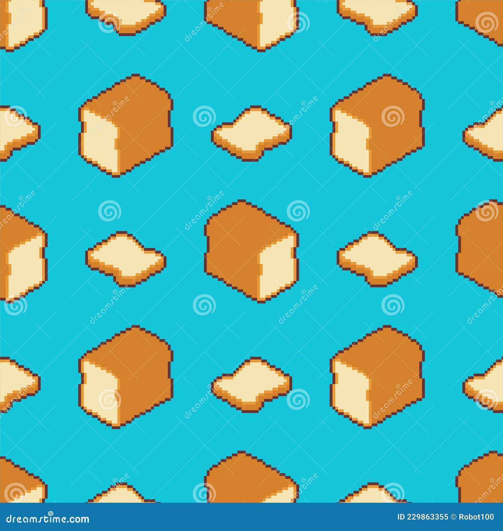 Sliced Bread Pixel Art Pattern Seamless. Pixelated Food Rooty ...