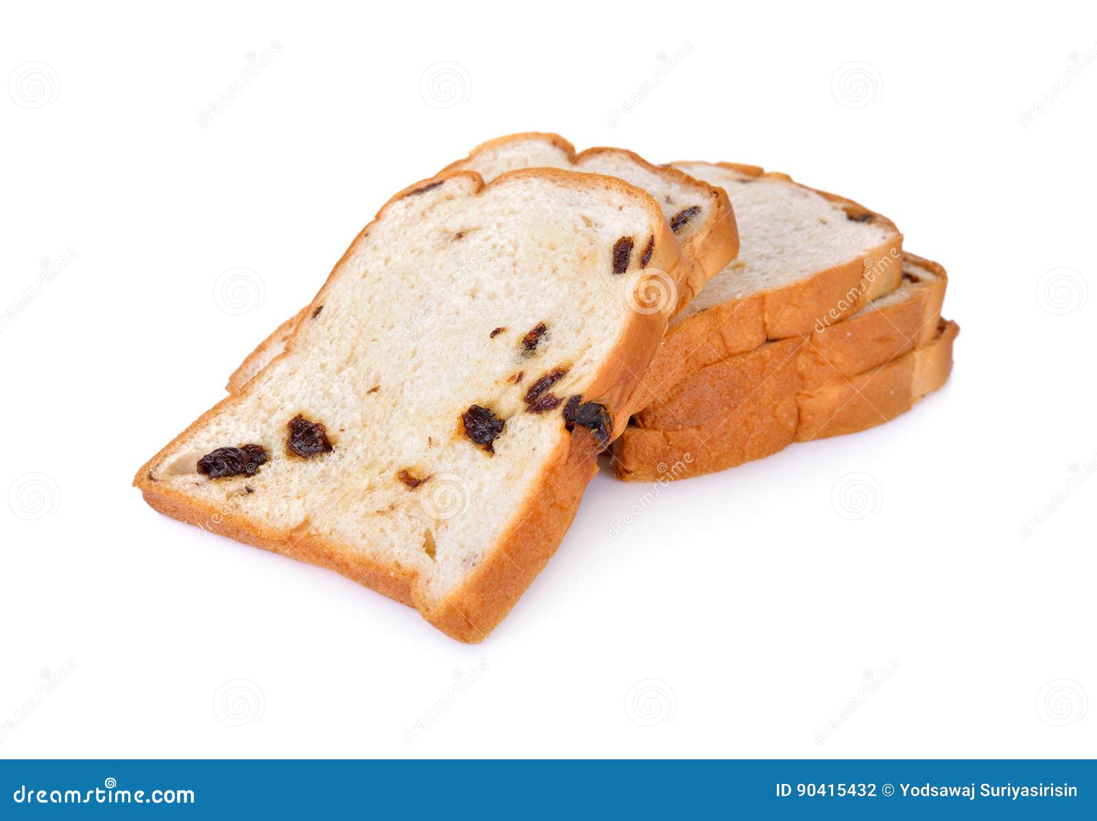 Sliced Bread with Raisin on White Background Stock Photo - Image of ...
