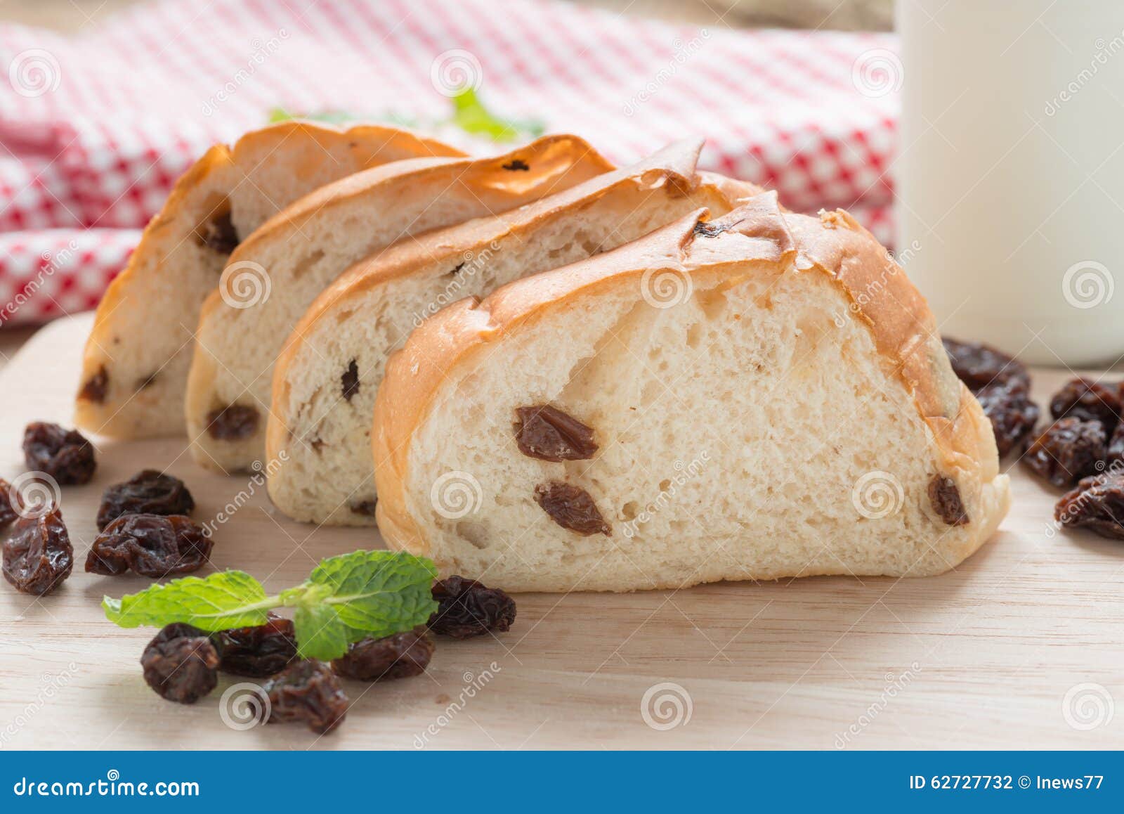 Sliced bread with raisins. stock photo. Image of grain - 62727732