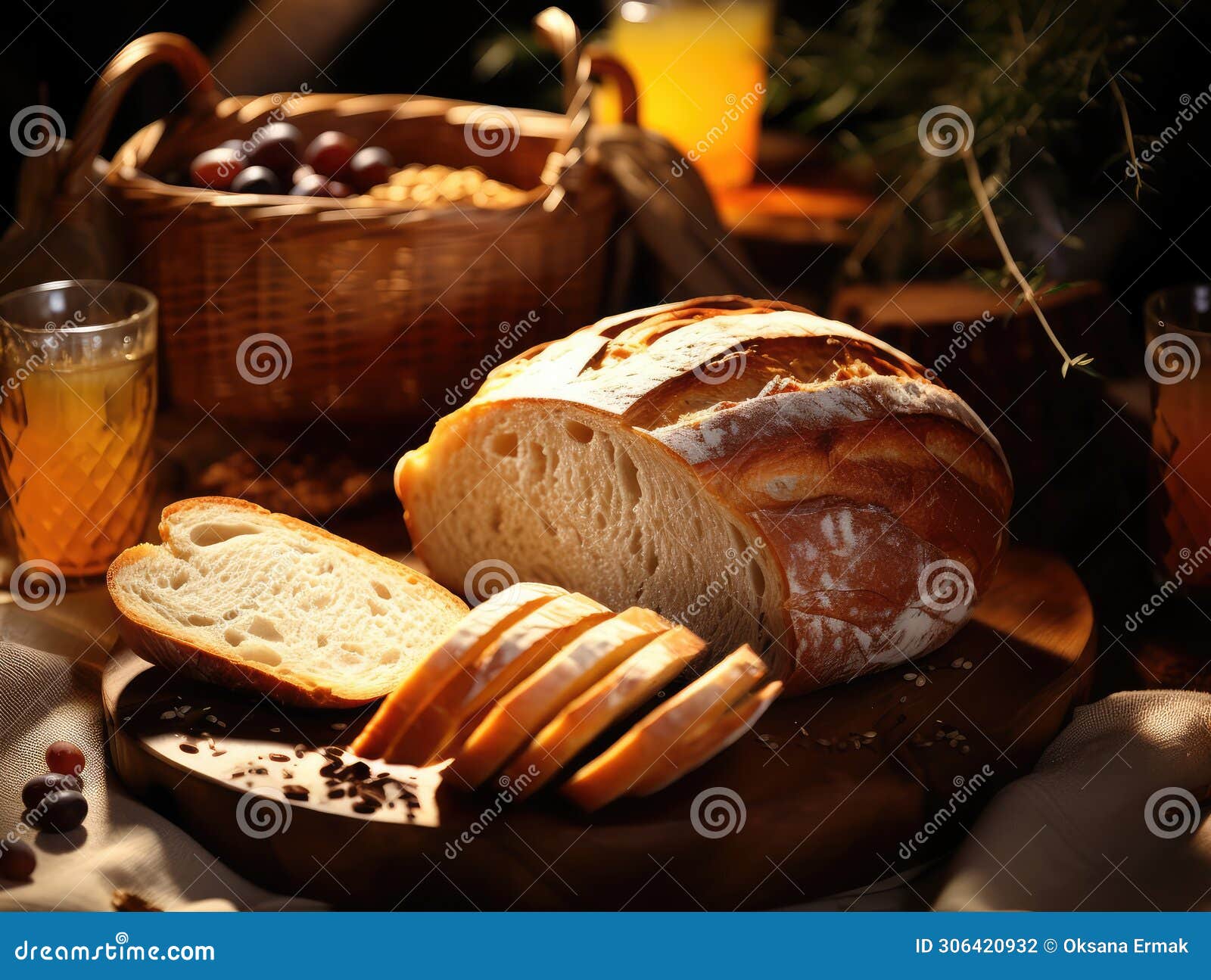 Sliced Bread on Restaurant Table, Bread Pieces Served Stock ...
