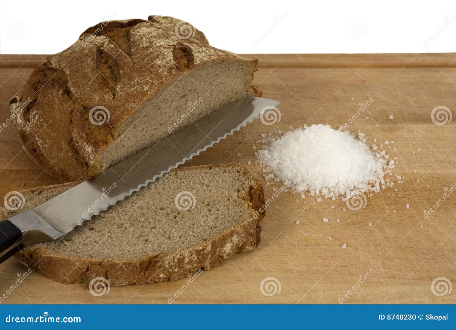 Sliced Bread, Salt, and Knife Stock Photo - Image of loaf, bread: 8740230