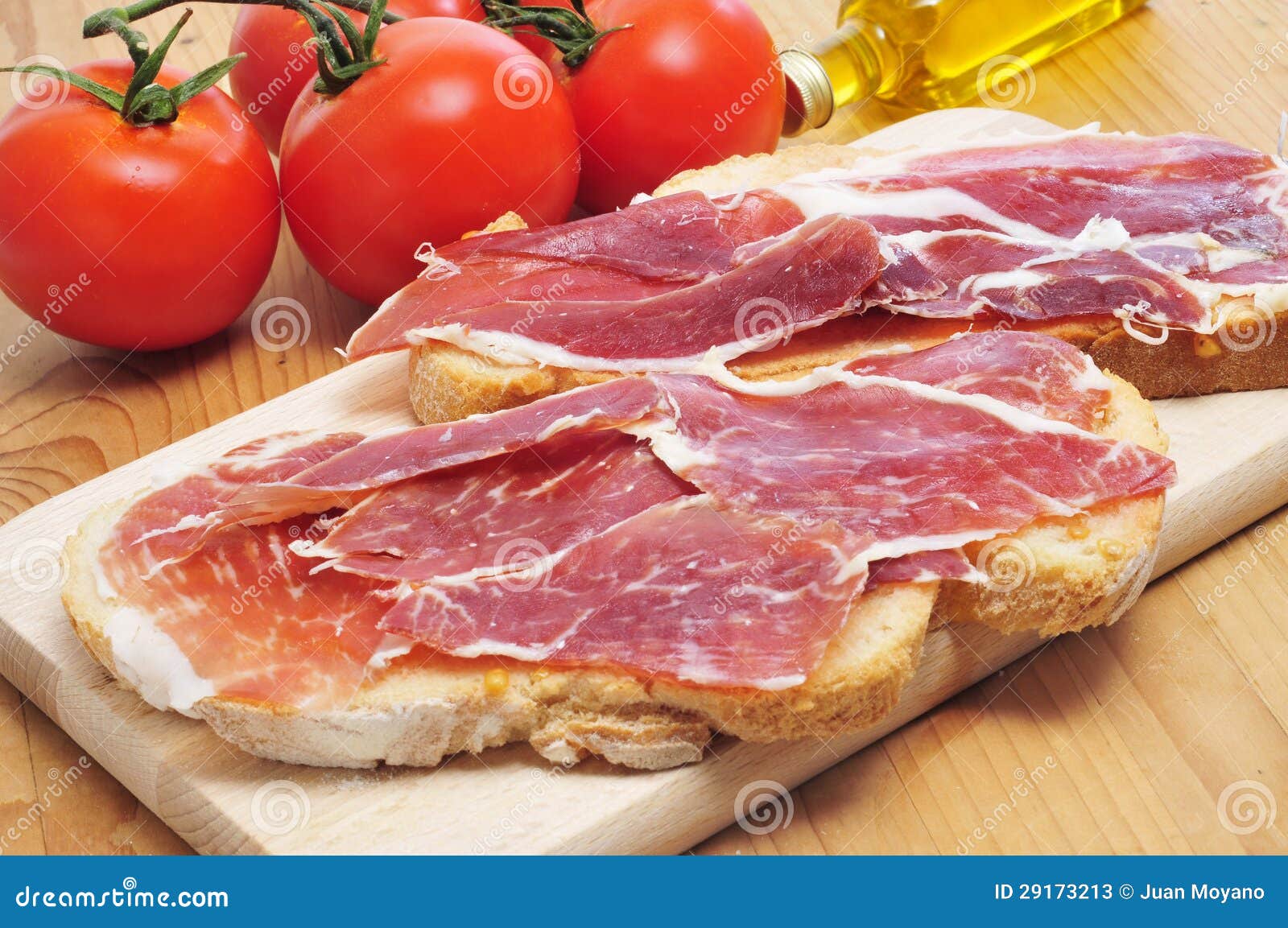 Sliced of Bread with Serrano Ham Served As Tapas Stock Image - Image of ...