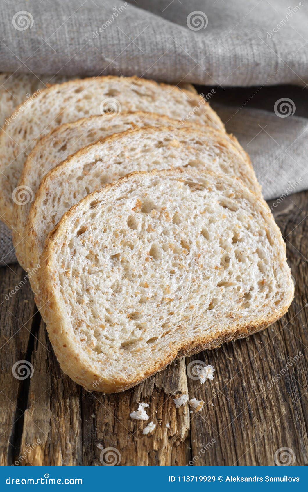 Wheat bread with bran stock image. Image of sliced, breakfast - 113719929