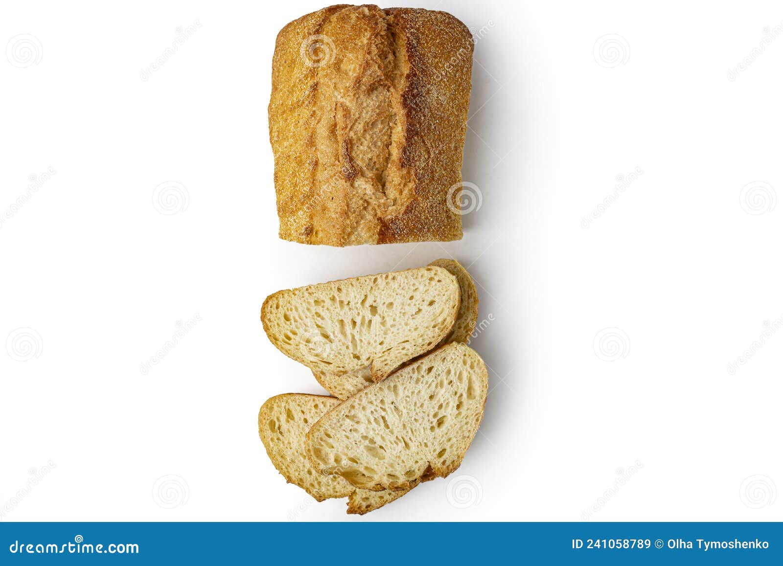 Sliced Bread on White Background Top View Stock Image - Image of baker ...