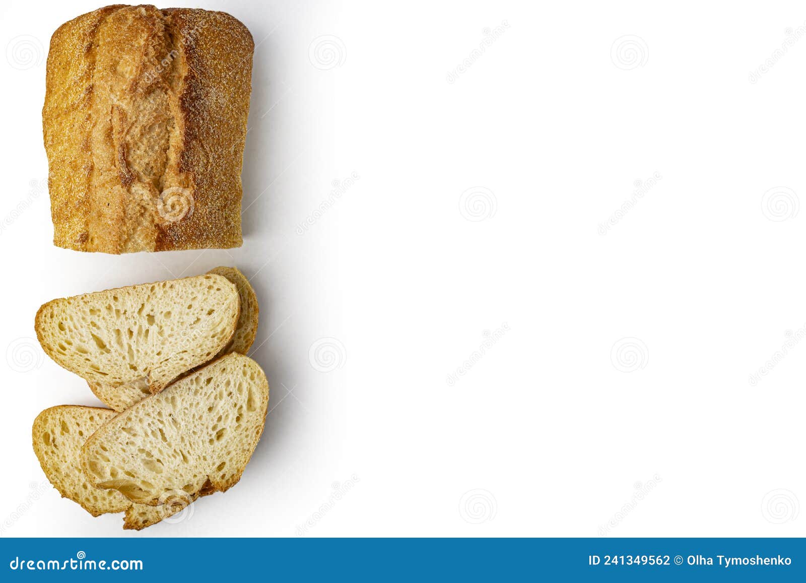 Sliced Bread on White Background Top View Stock Photo - Image of grain ...