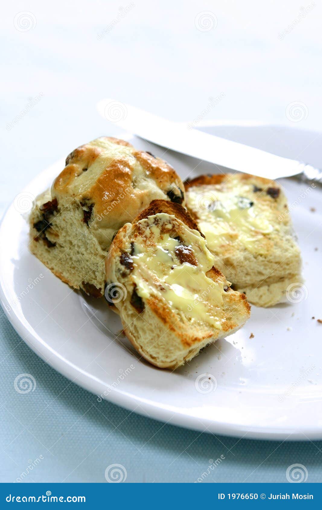 Sliced Buns with Melted Butter Stock Photo - Image of bakery, muffin ...