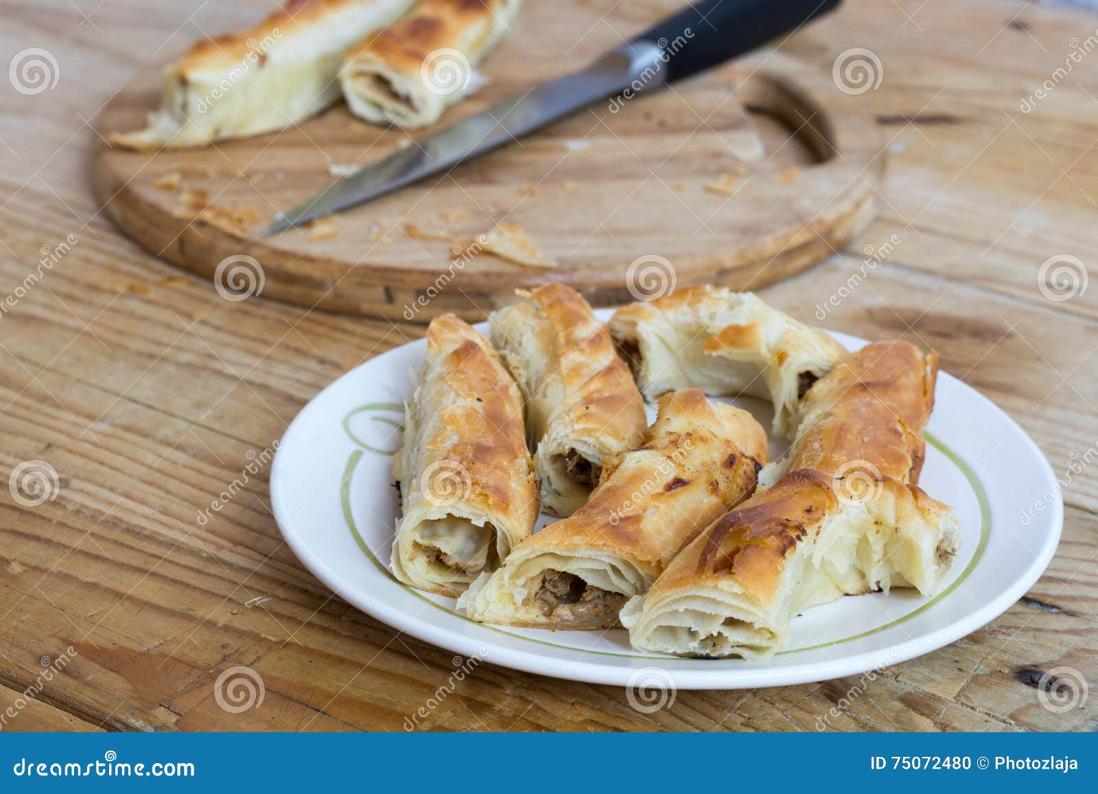 Sliced Burek with Meat on the Plate Stock Photo - Image of appetizer ...