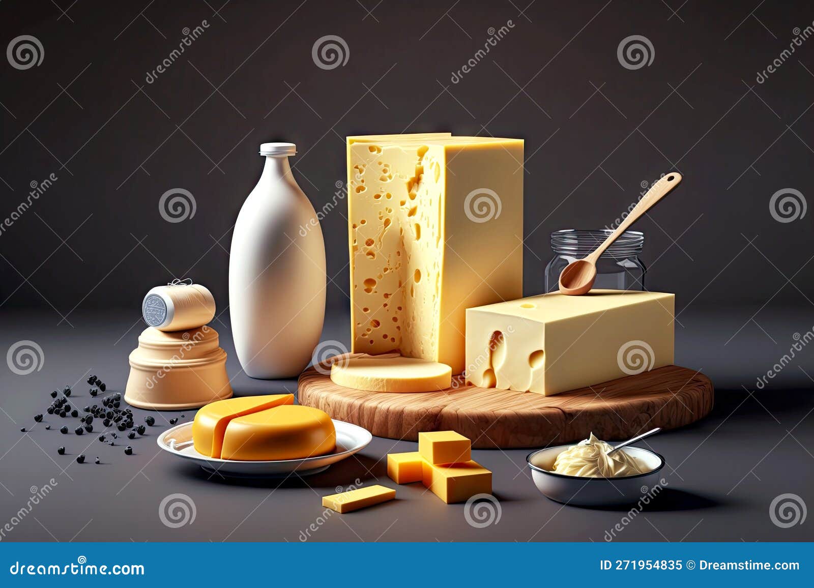 Sliced Butter Cheese and Other Dairy Product on Table Stock ...