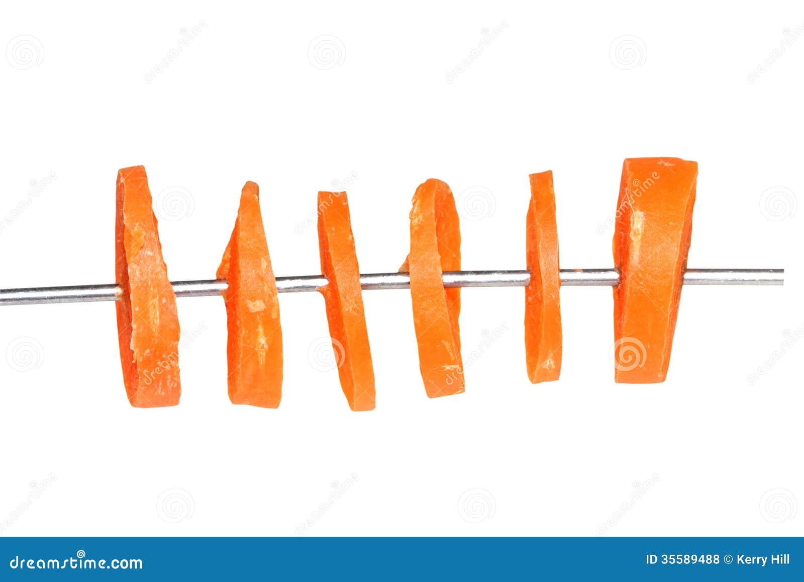 Sliced Carrots on Metal Skewer Isolated Stock Photo - Image of metal ...