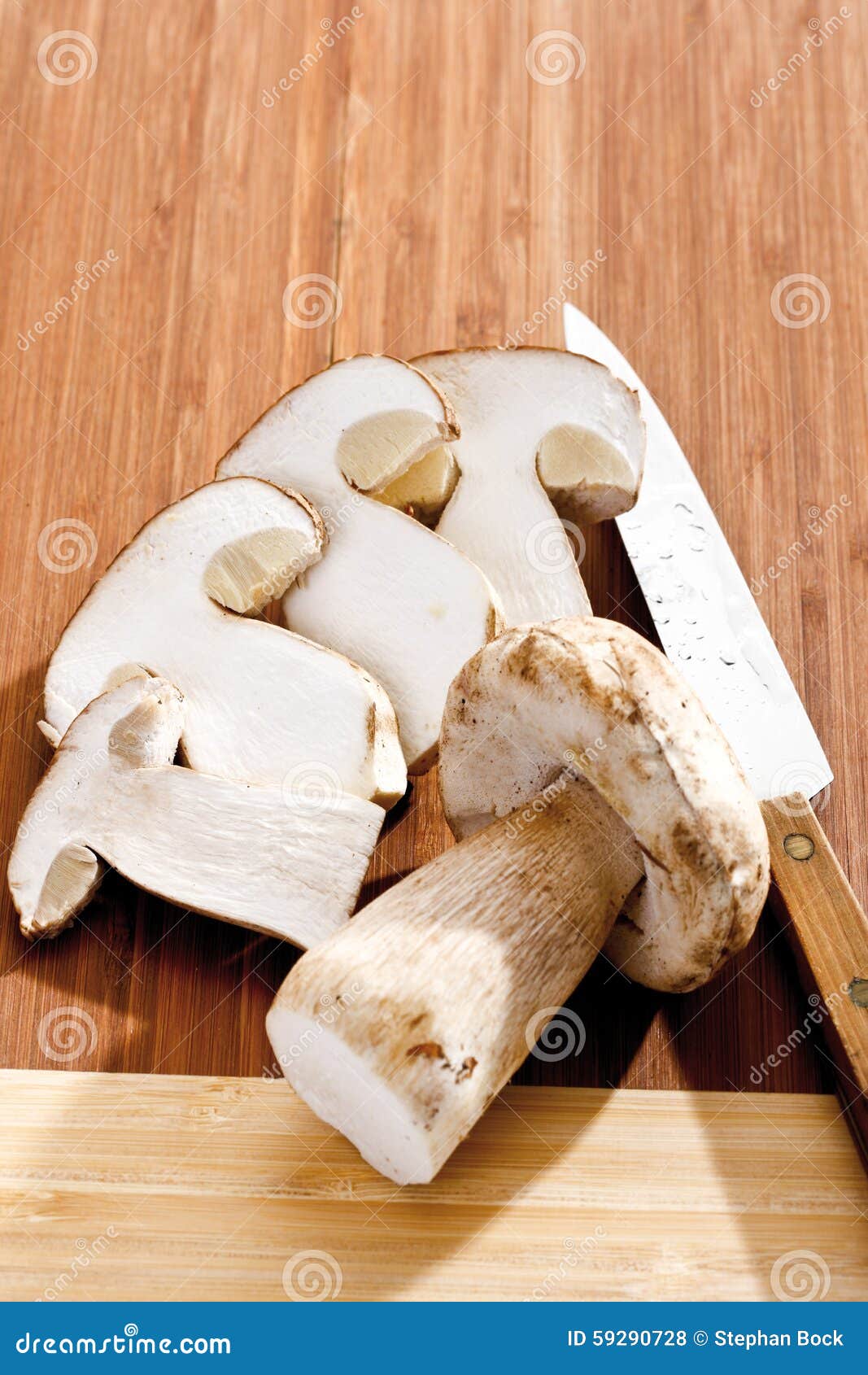 Sliced Ceps on Chopping Board, Elevated View Stock Photo - Image of ...