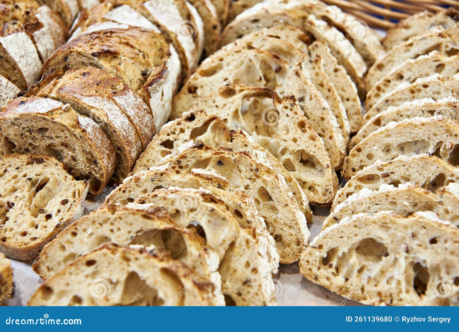 Sliced cereal bread stock photo. Image of delicious - 261139680