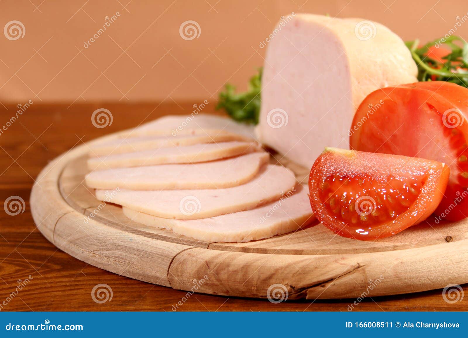 Sliced Chicken Ham with Vegetables Stock Image - Image of product, meat ...