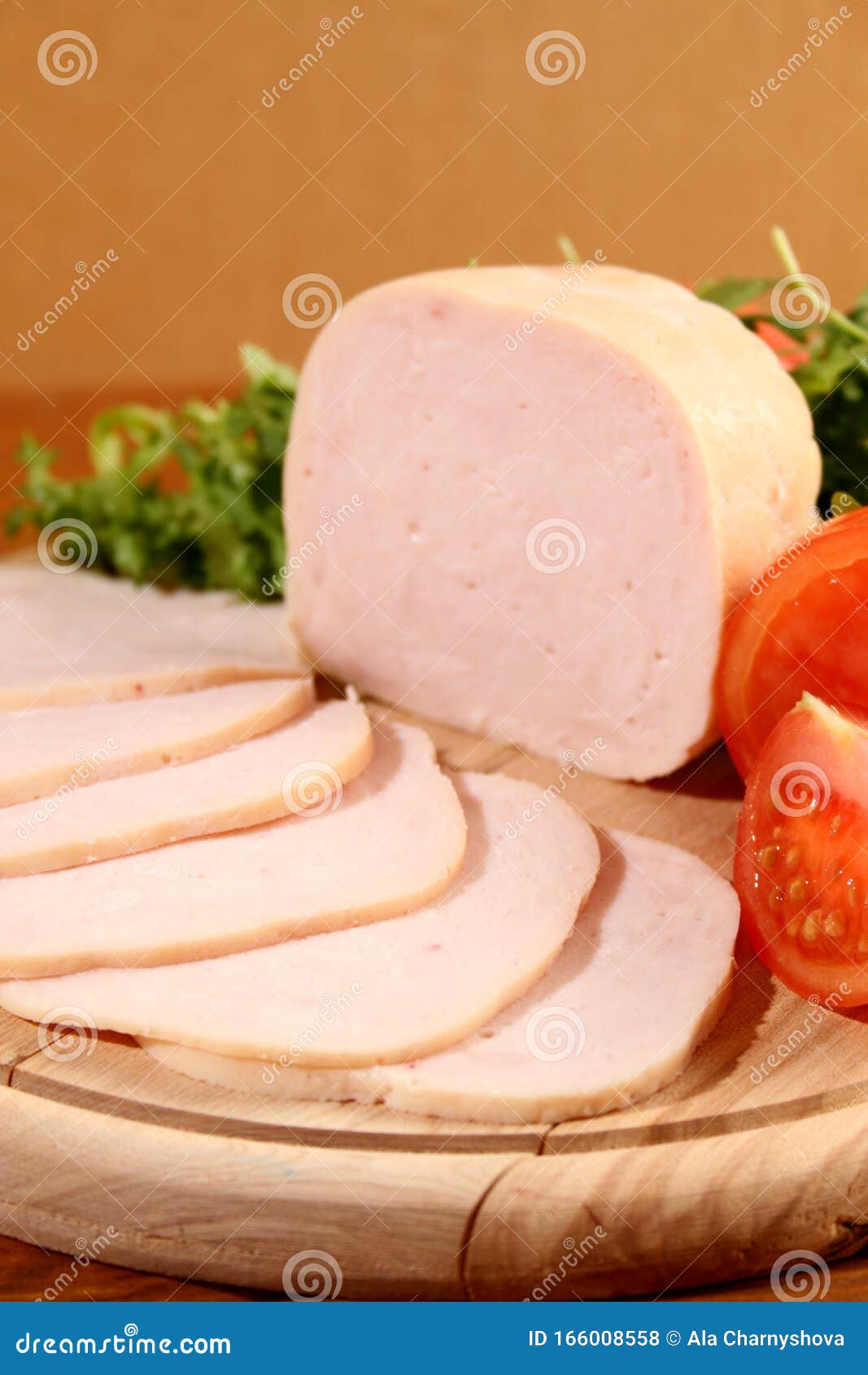 Sliced Chicken Ham with Vegetables Stock Photo - Image of baked, slices ...