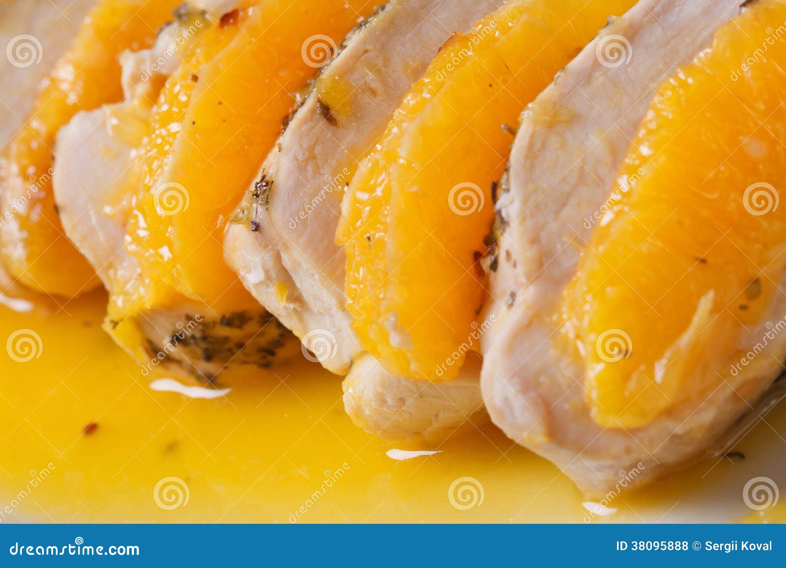 Sliced Chicken with Orange Slices in Sauce Horizontal Stock Photo ...