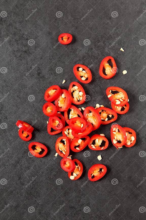 Sliced chilli on the table stock image. Image of pepper - 87611945